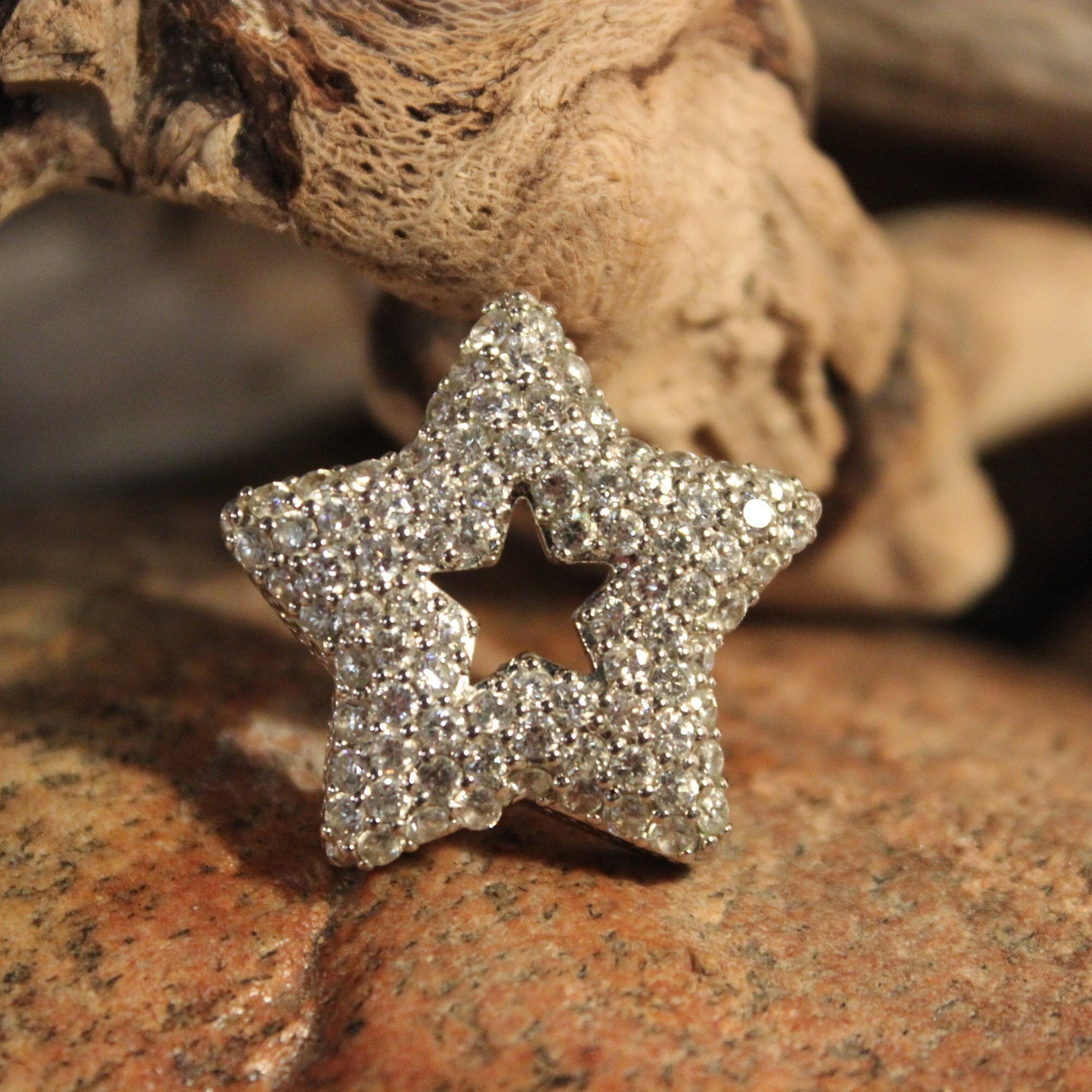 Vintage Large Sterling Silver Star Pendant Crystal Star Pendant 9.4 ...