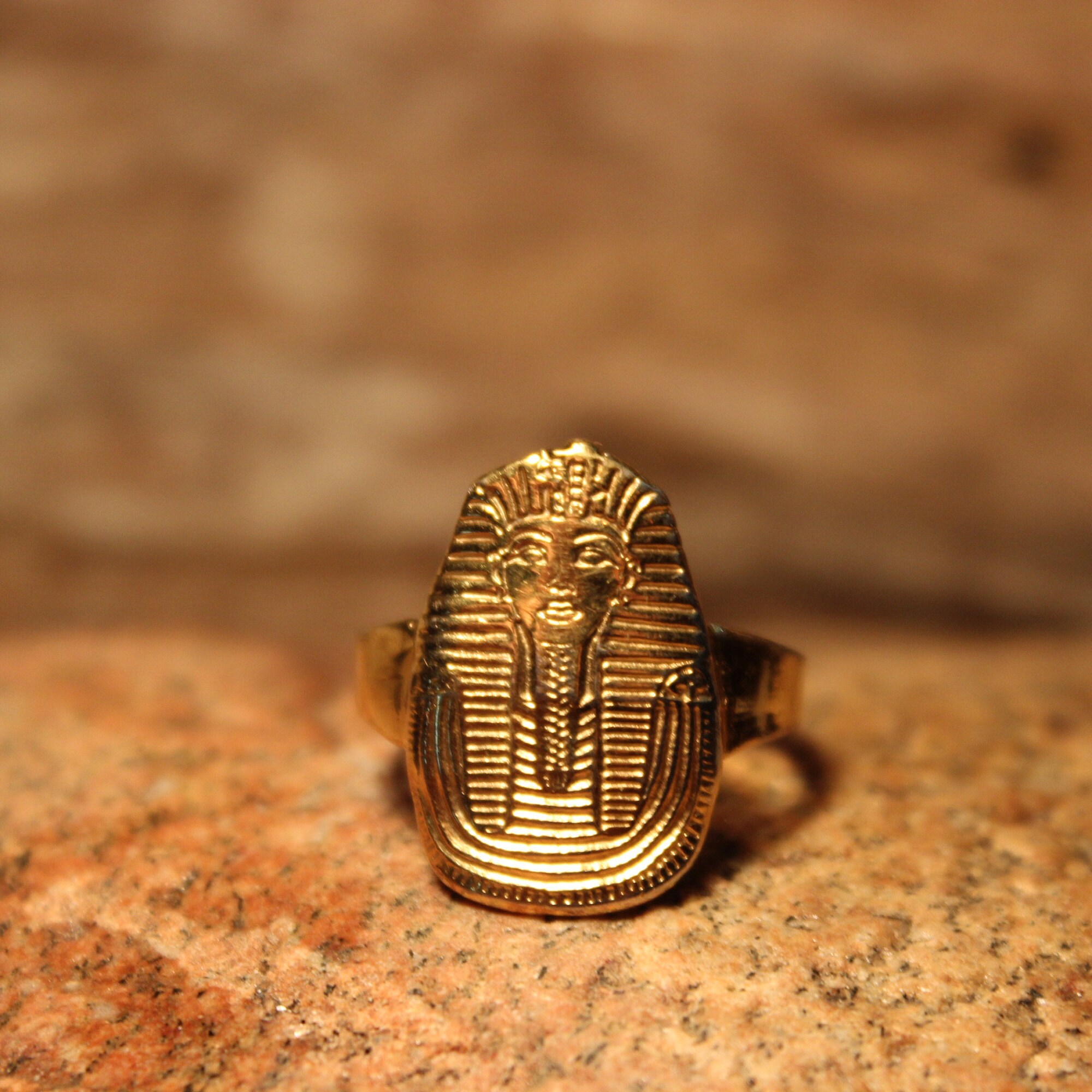 Vintage Egyptian Ring Gold Silver Ring King Tut Sterling Ring 5.9 Grams ...