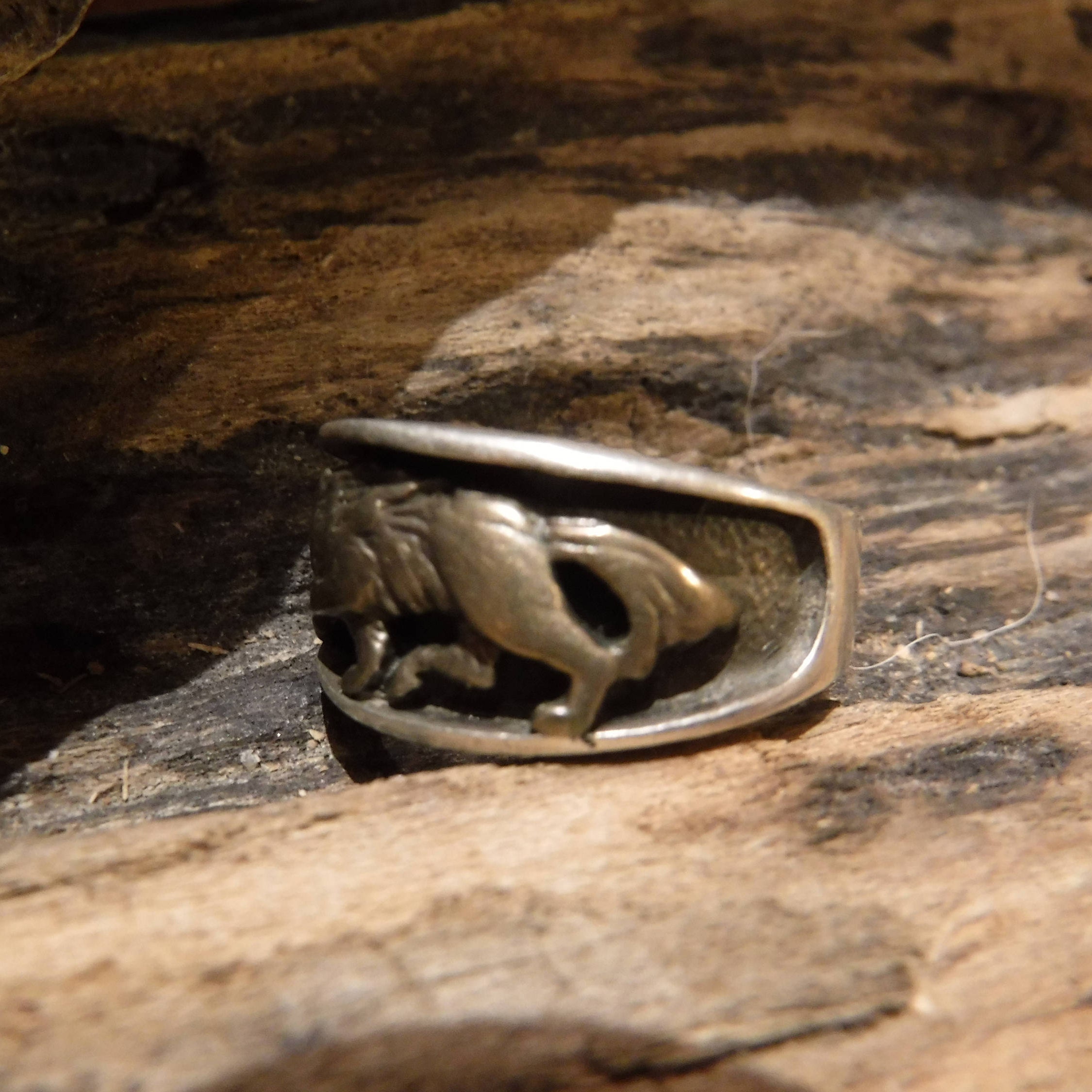 Vintage Sterling Mens Ring Wolf Ring Navajo Native American Signed Ring ...