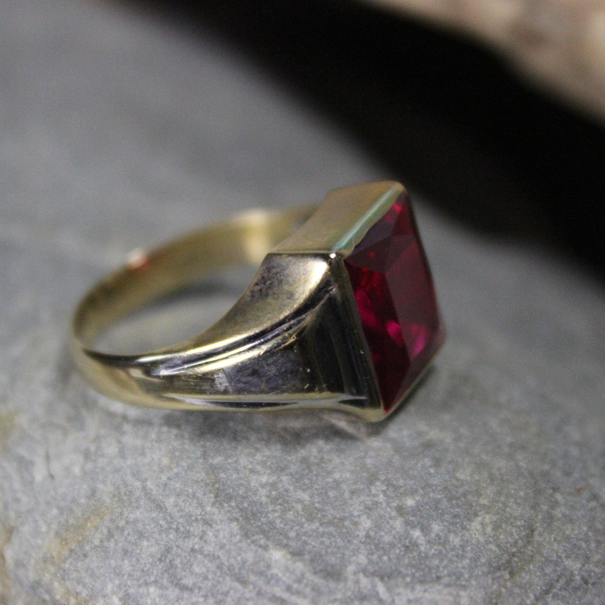 1950's Vintage Mens Ruby Ring 6.1 Grams Size 10 Man 10K Solid Gold ...
