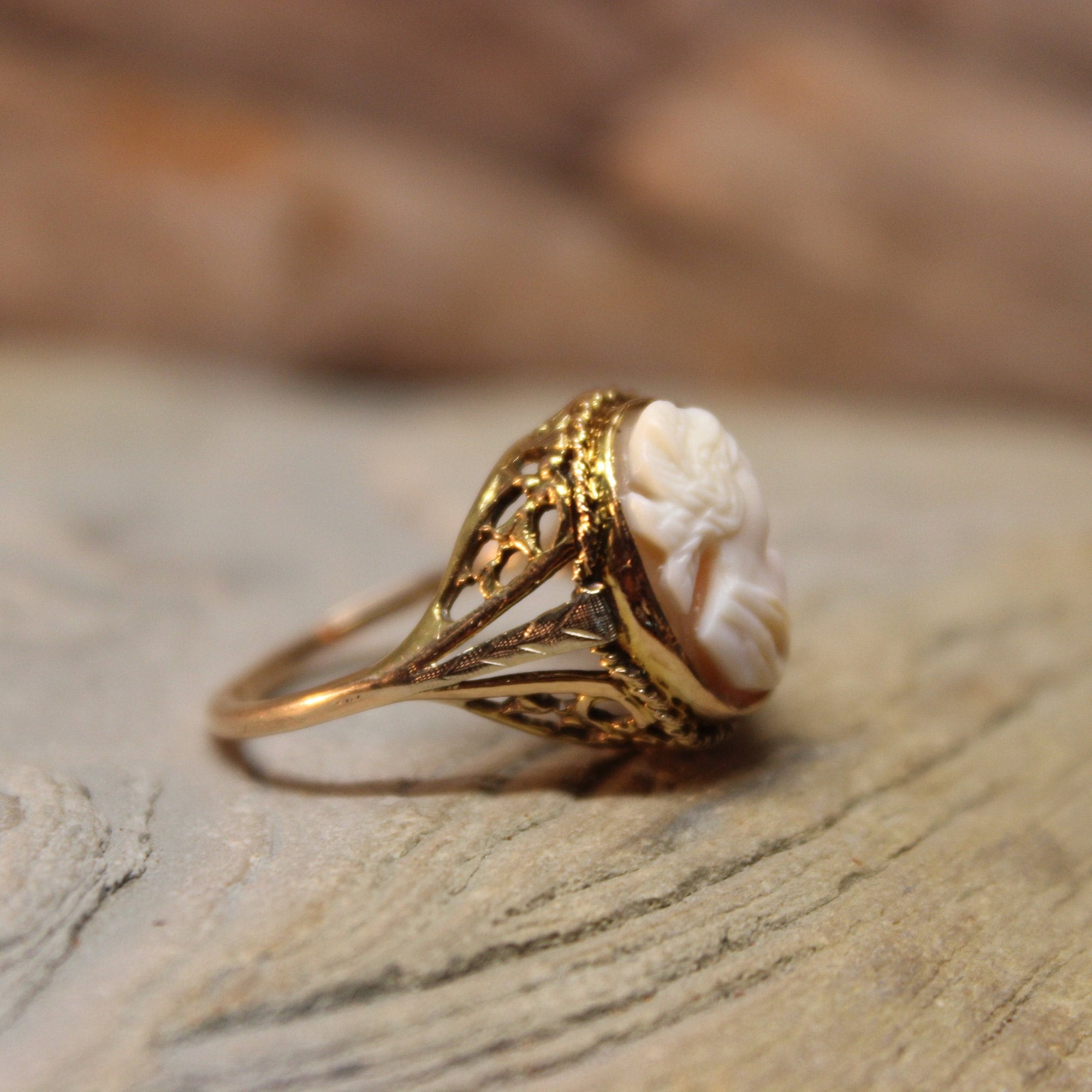 1950's Vintage 10k Solid Gold Cameo Ring 3.2 Grams Size 5.5 Large Cameo ...