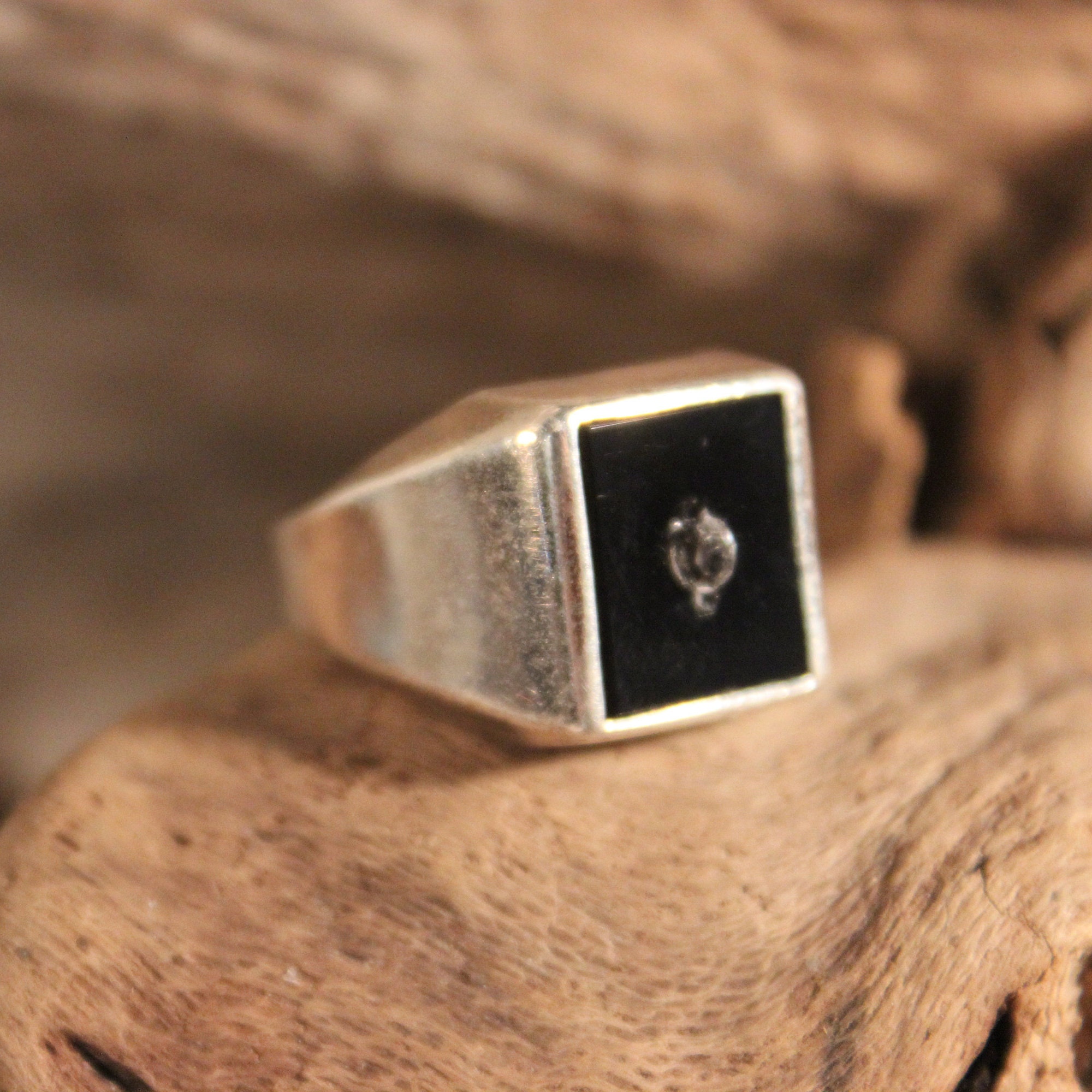 Large Mens Silver Ring Sterling Silver Mens Onyx Ring Heavy 7.2 Grams ...