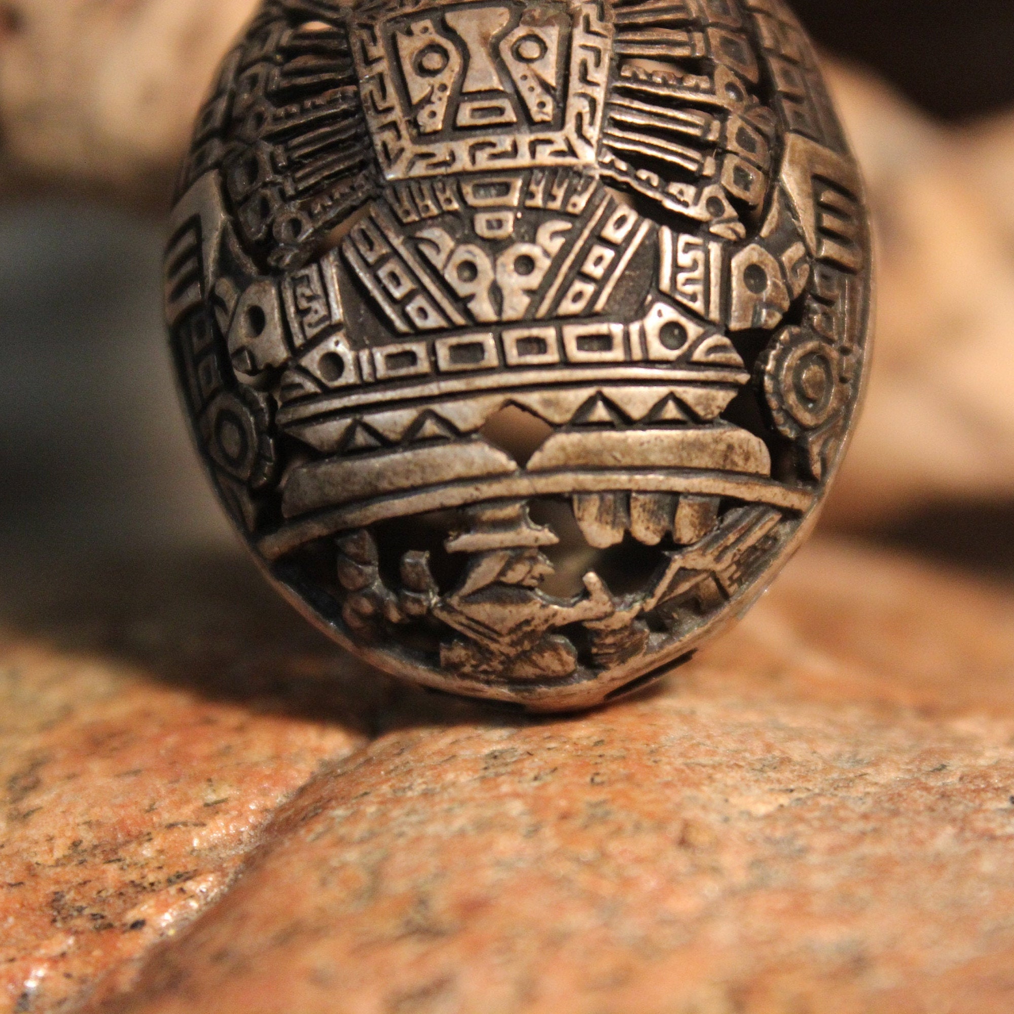 Rare Vintage Arte Orfebre 1950 Peruvian Ring Inca Sterling Silver Dome ...