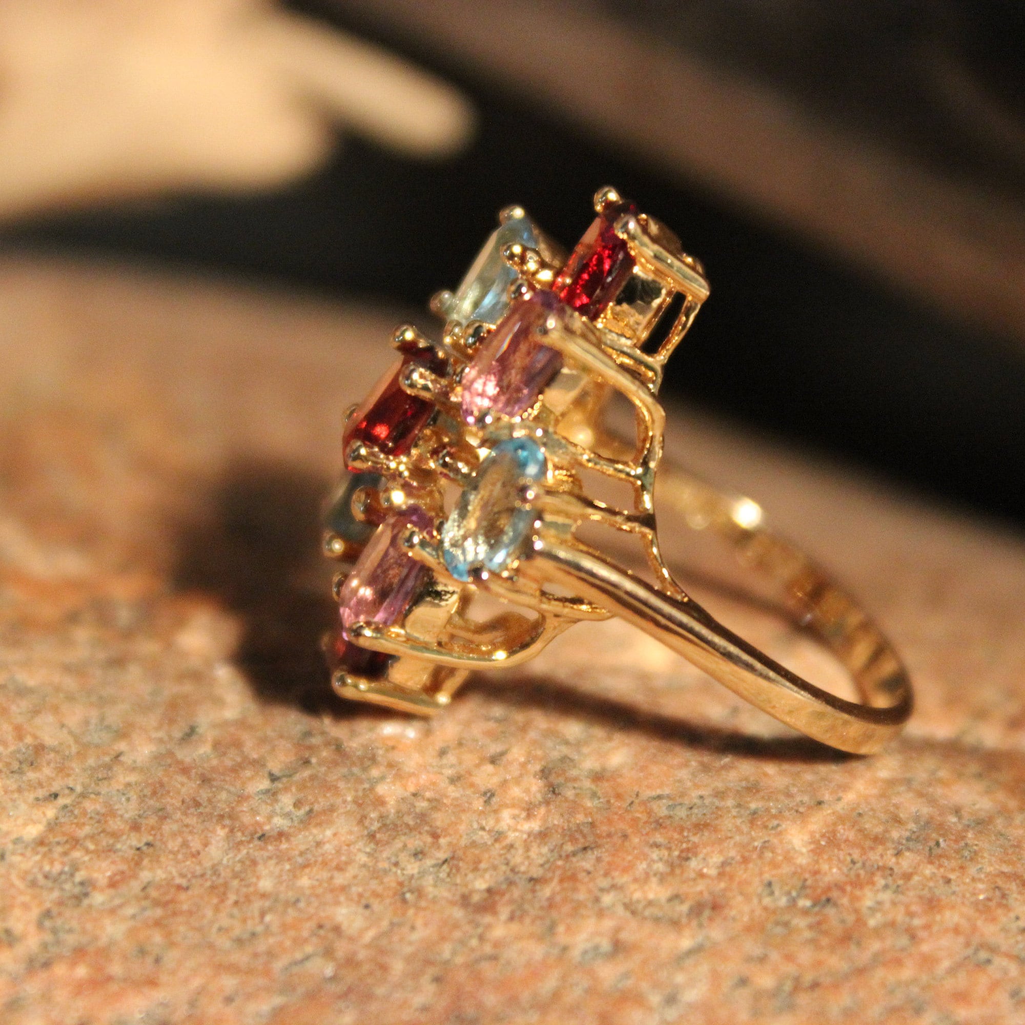 Vintage Multi Stone Cluster Ring Size 6 Sterling Silver Ring 5 Grams ...