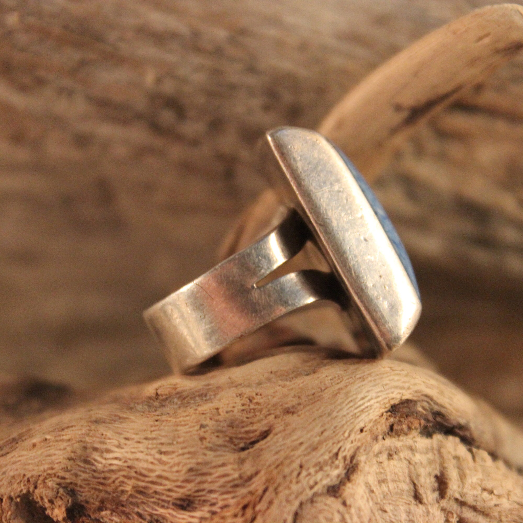 Sterling Mexico Large Sodalite Inlay Ring Mens Ring 10.4 Grams Size 5 ...