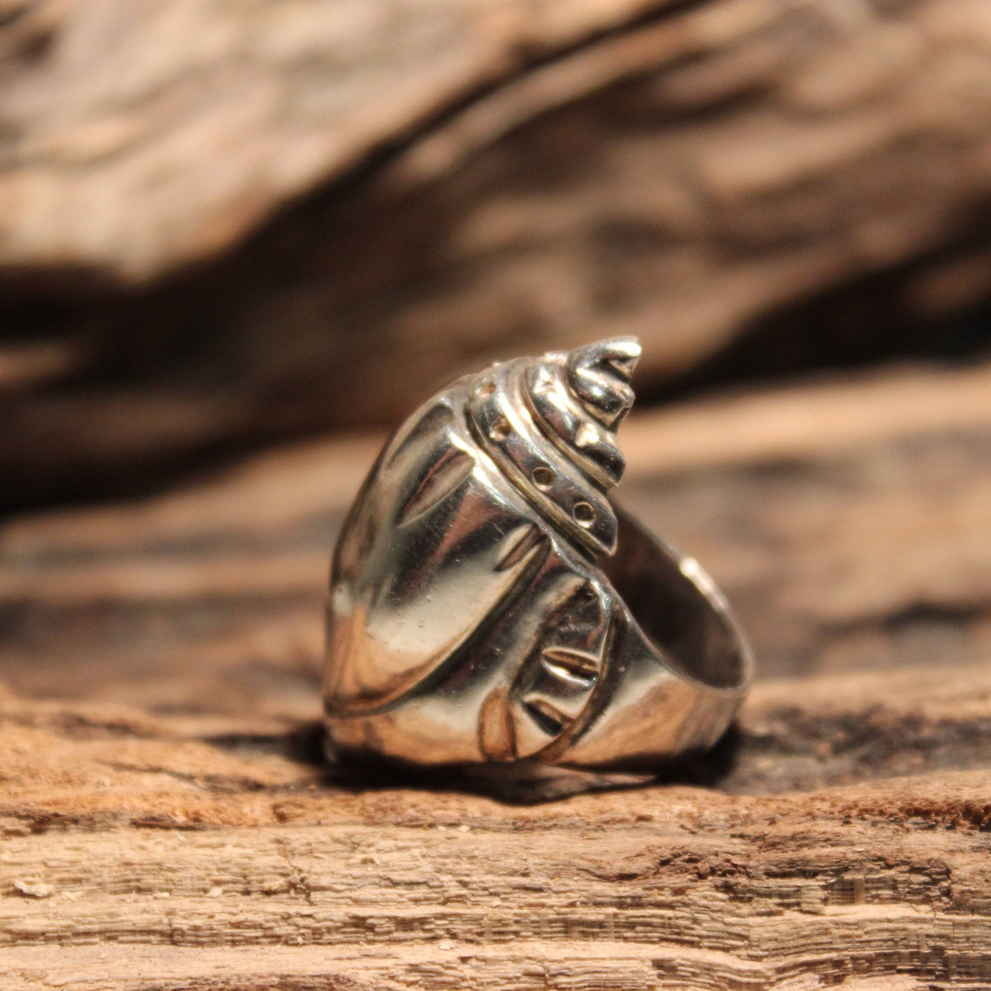 Large Vintage Shell Ring Mexico Sterling Silver Womans Ring 14.6 Grams ...