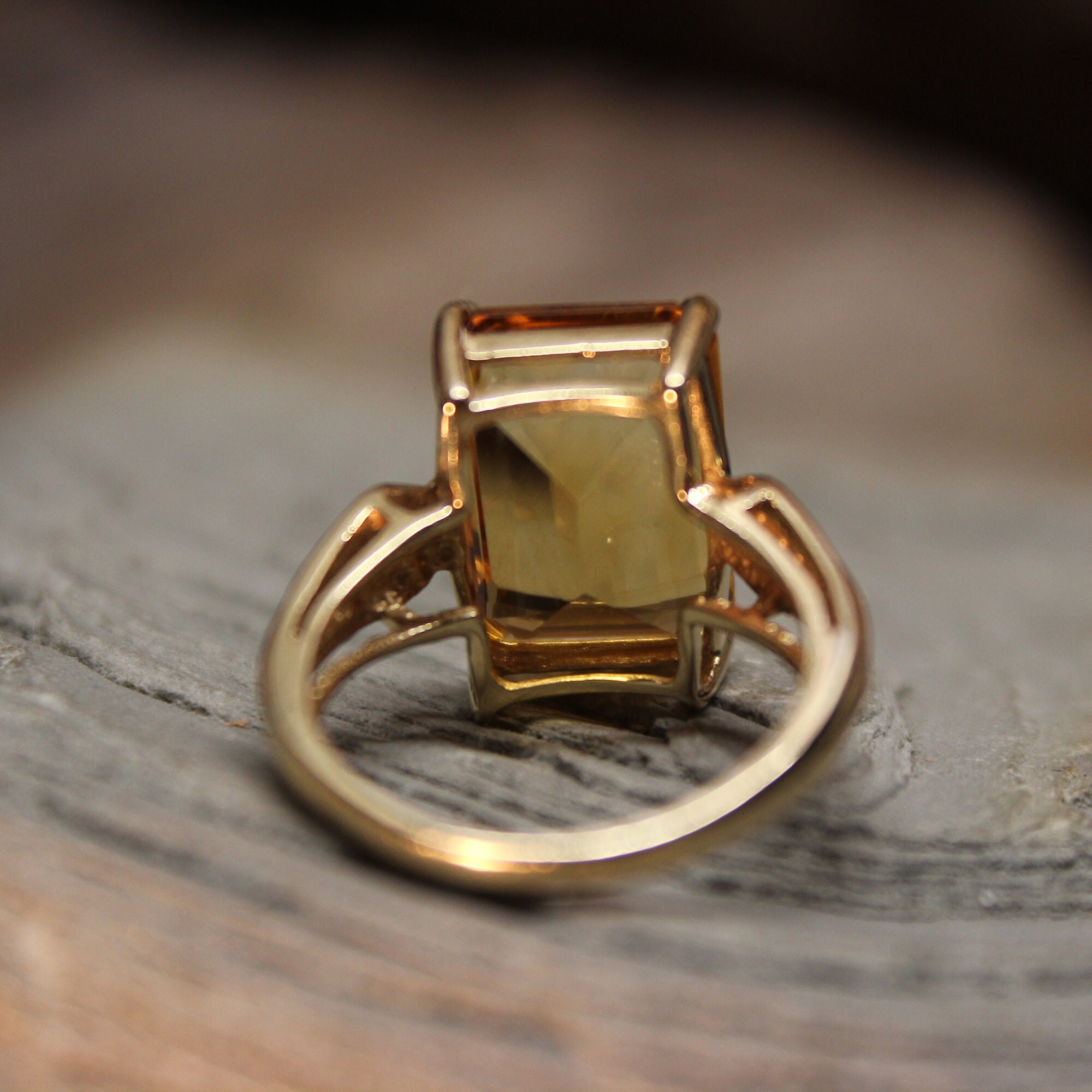 1980s Vintage 10k Solid Gold 6ctw Large Citrine Ring 3.8 Grams Size 6 ...