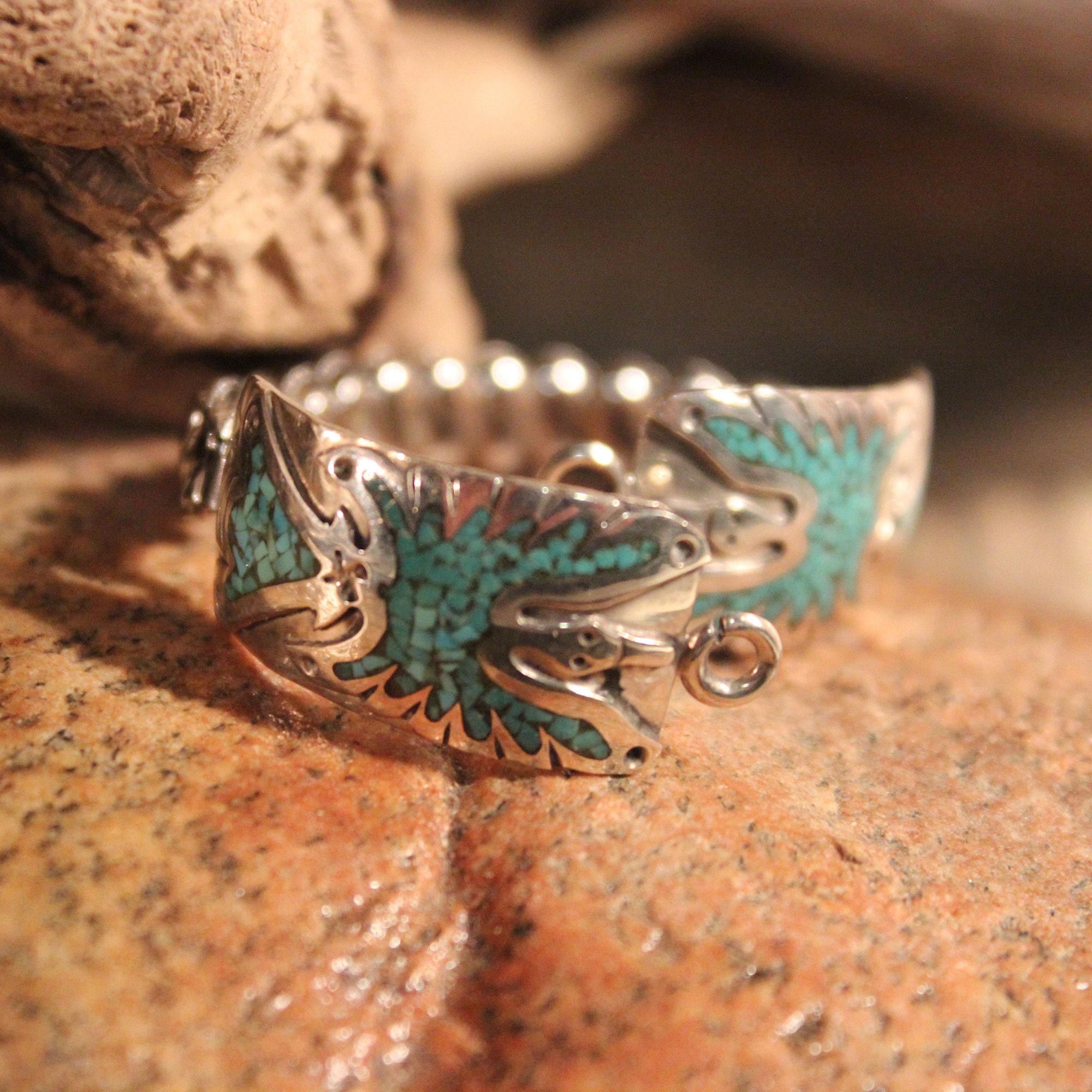 Native American Watch Tips Navajo Vintage Sterling Silver Peyote Bird ...