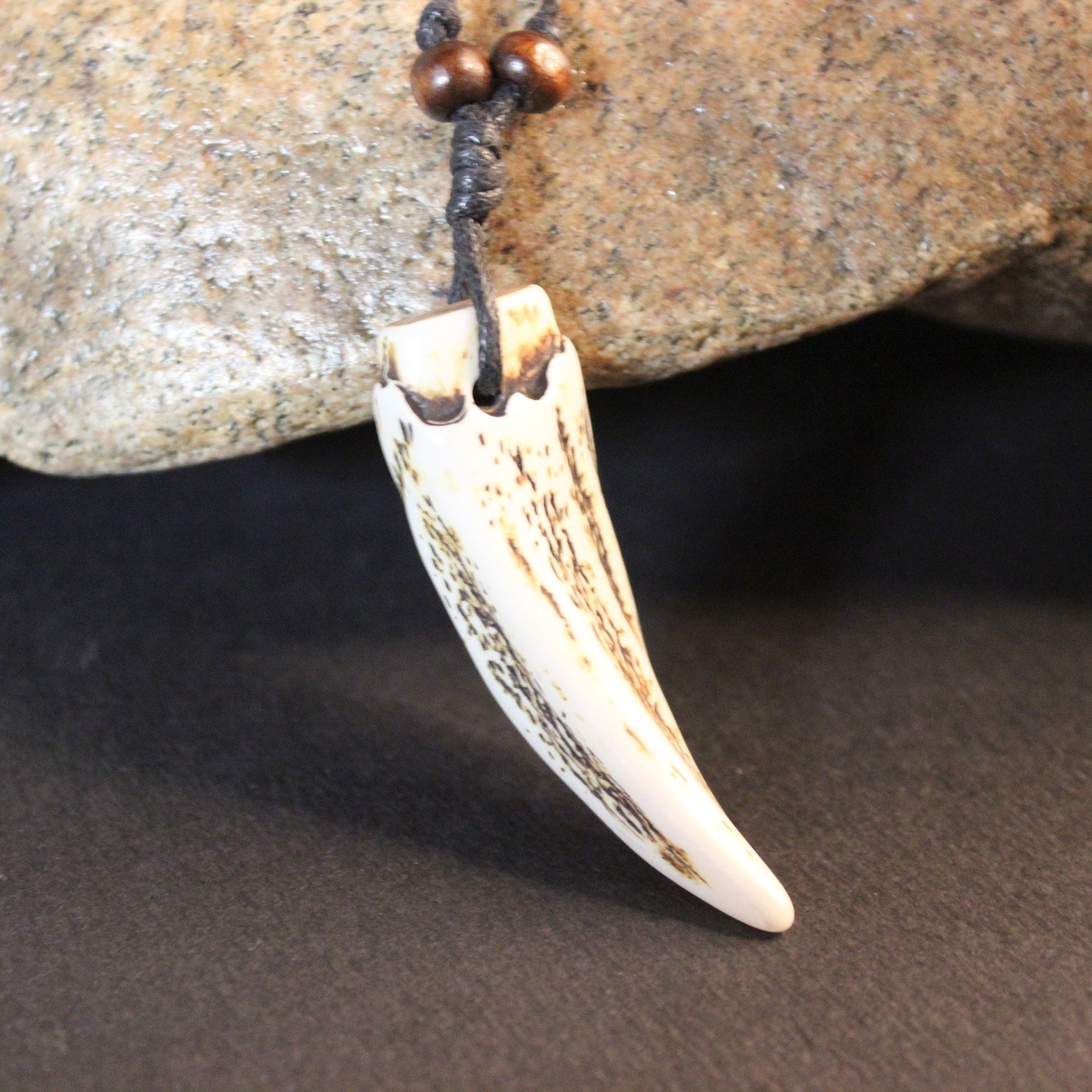 Large Carved Bone Wolf Tooth Necklace Wolf Necklace Wolf Tooth Necklace ...