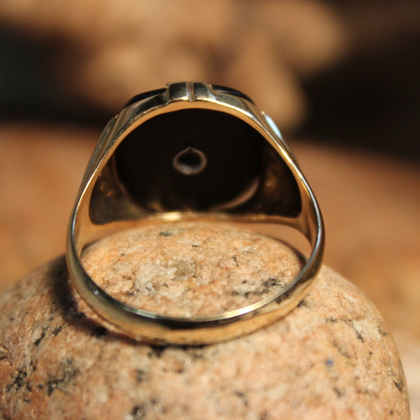 1980's Vintage Mens Onyx Diamond Ring Onyx Gold Ring 14K Solid Gold ...