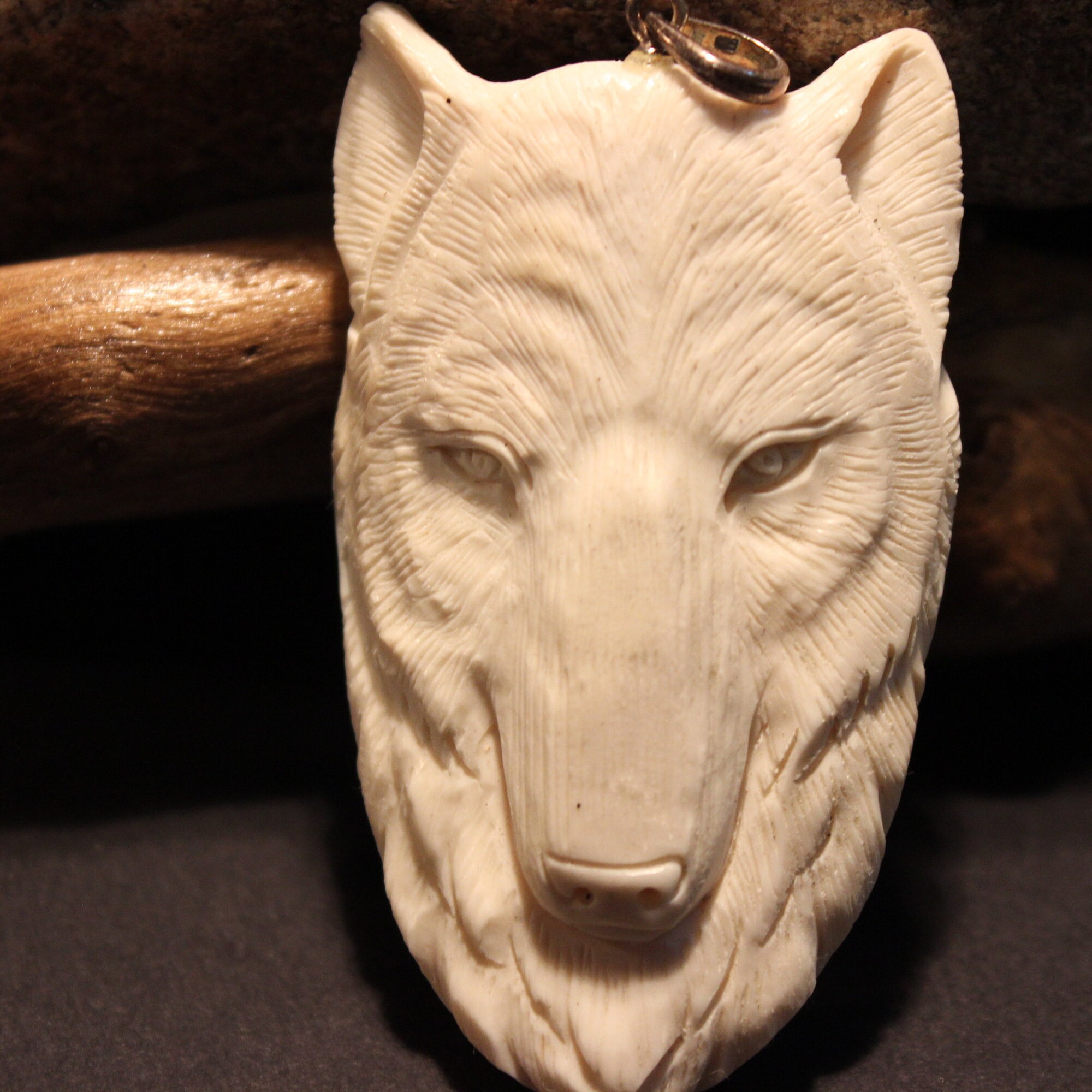 Wolf Pendant Necklace Large Carved Bone Wolf Pendant Native Pendant ...