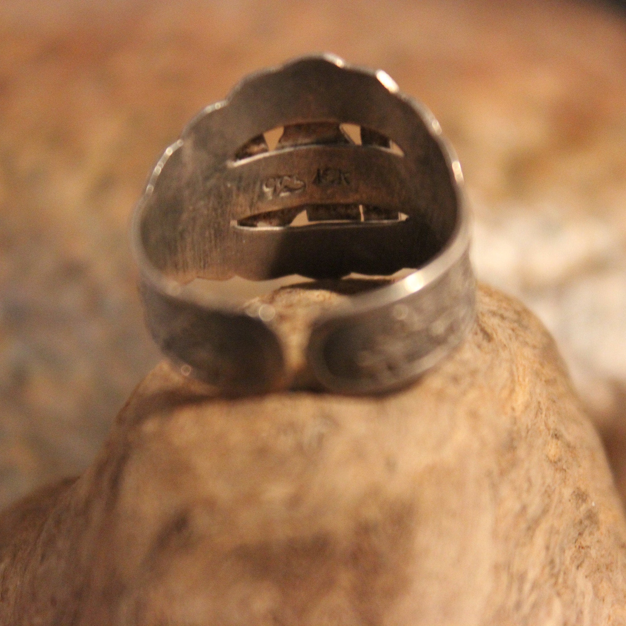 1960 Vintage Peruvian Inca Sterling Silver 18K Gold & Sterling Ring ...