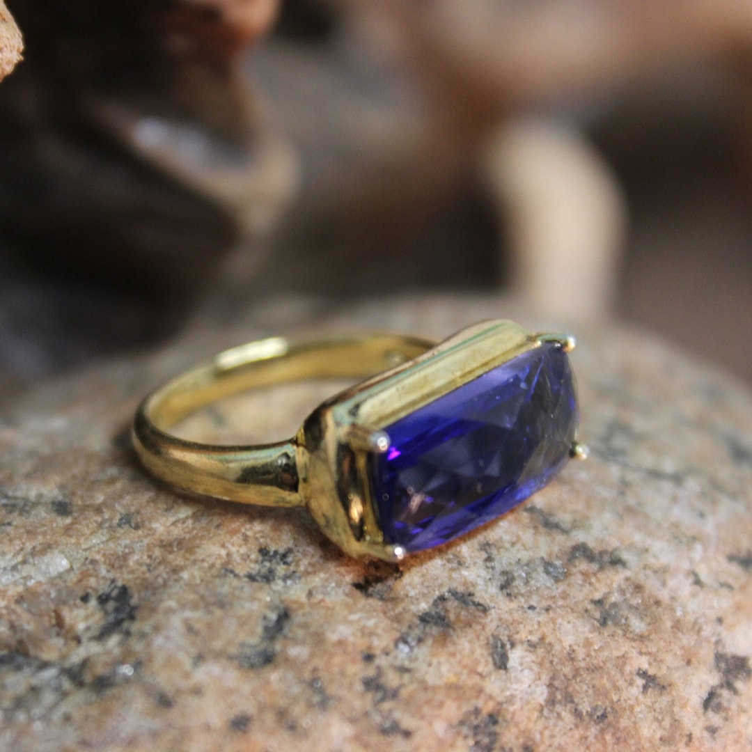 1980s Vintage Sterling Silver Ring Blue Stone Solid Silver Ring 4.4 ...