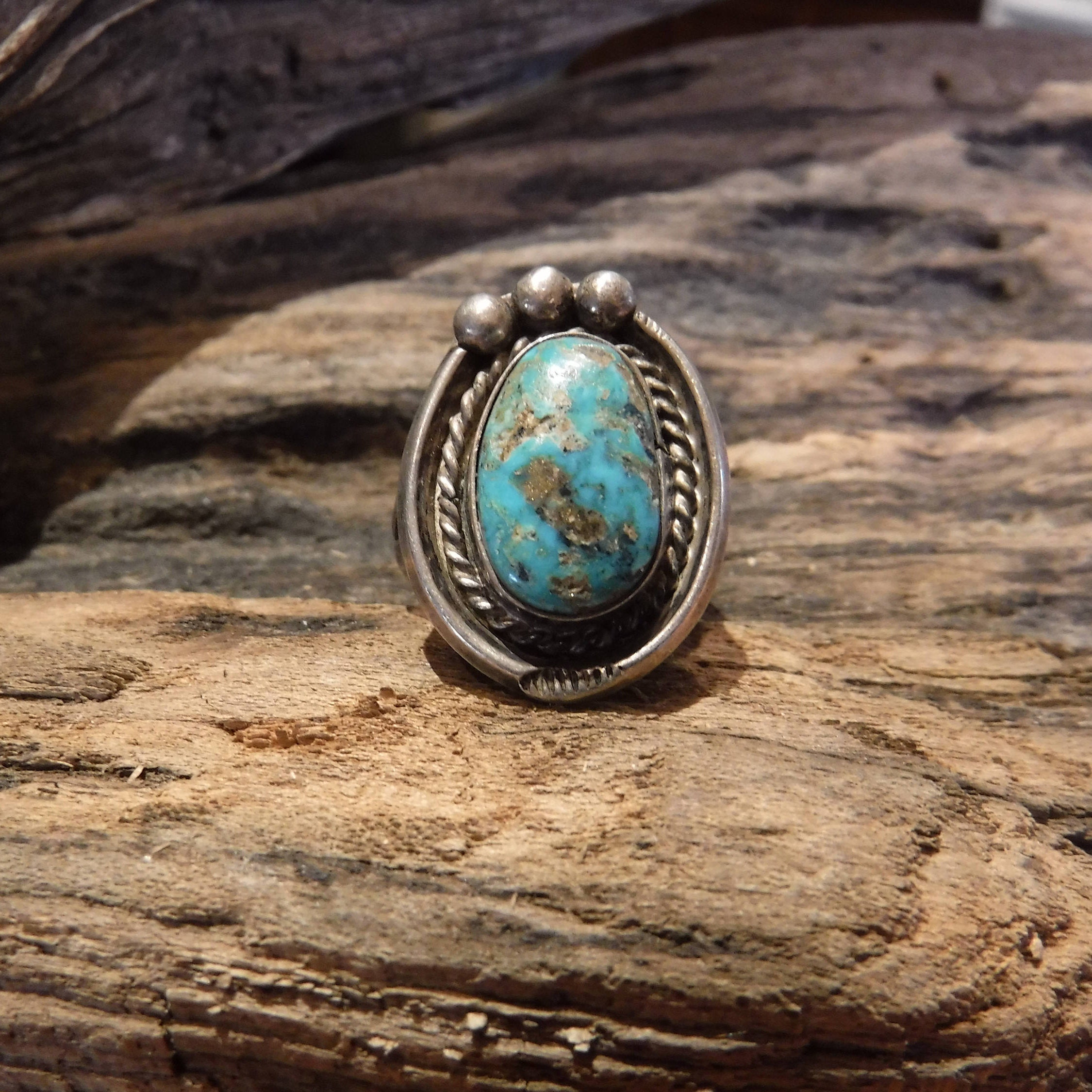 Navajo Native American Silver Turquoise Ring Weight 6.9 Grams Size 6.5 ...