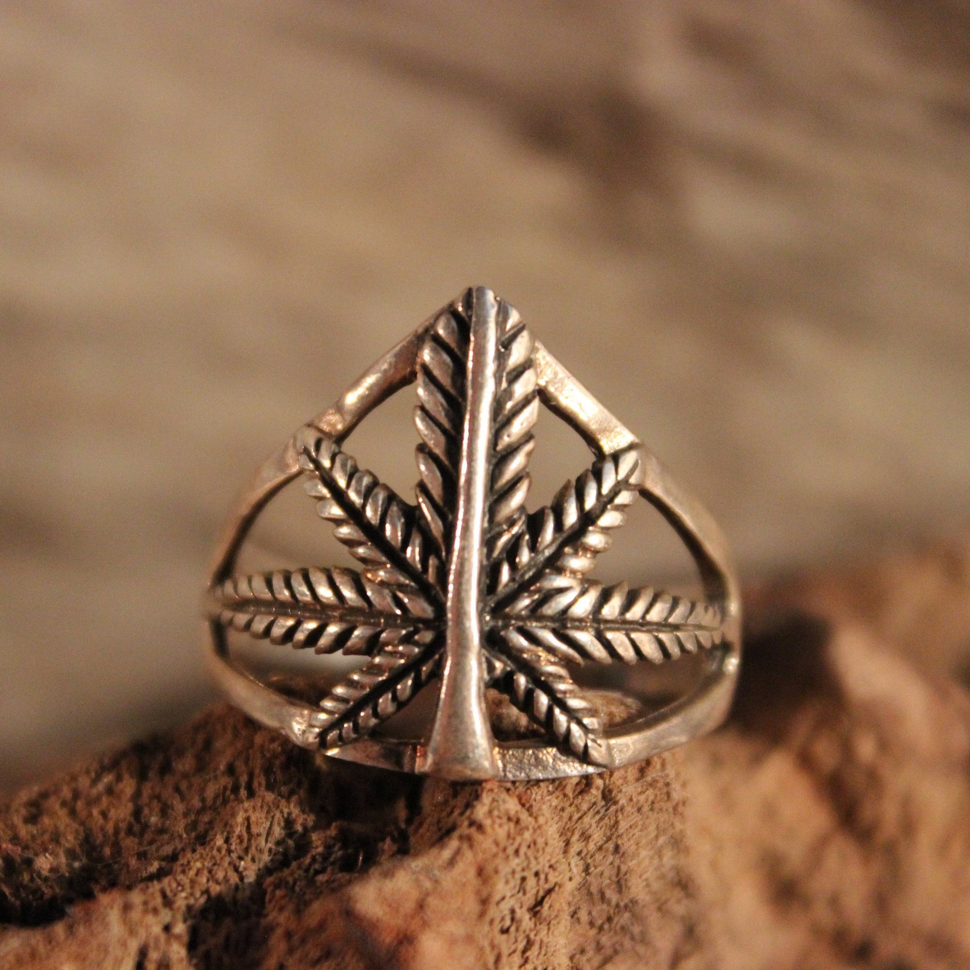Vintage Large Marijuana leaf Ring Mens Ring Sterling Silver Weed Ring 6 ...