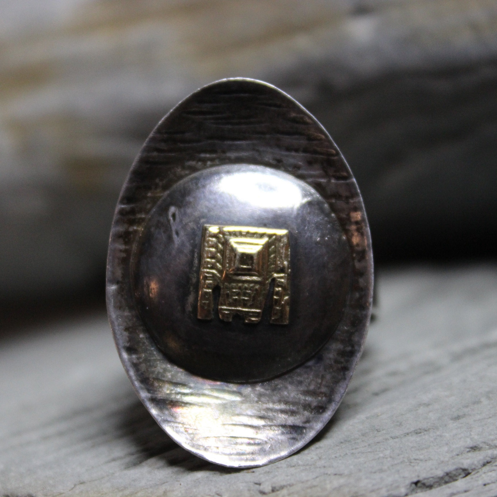 Vintage 1950's Peruvian Inca Sterling Silver 18K Gold & Sterling Ring ...
