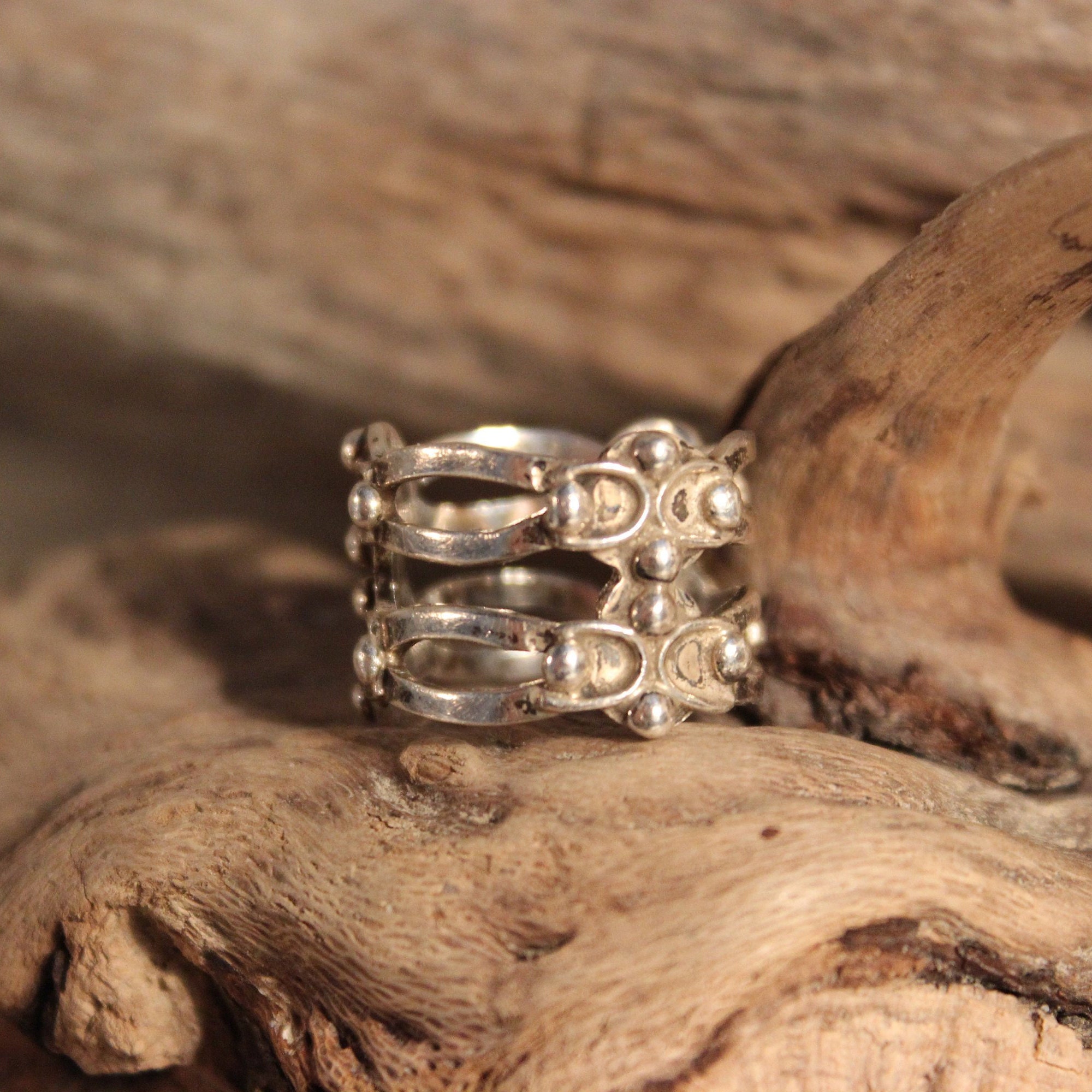 Sterling Mexico Eagle 3 Silver Ring Signed RJP Modernist Ring 5.3 Grams ...