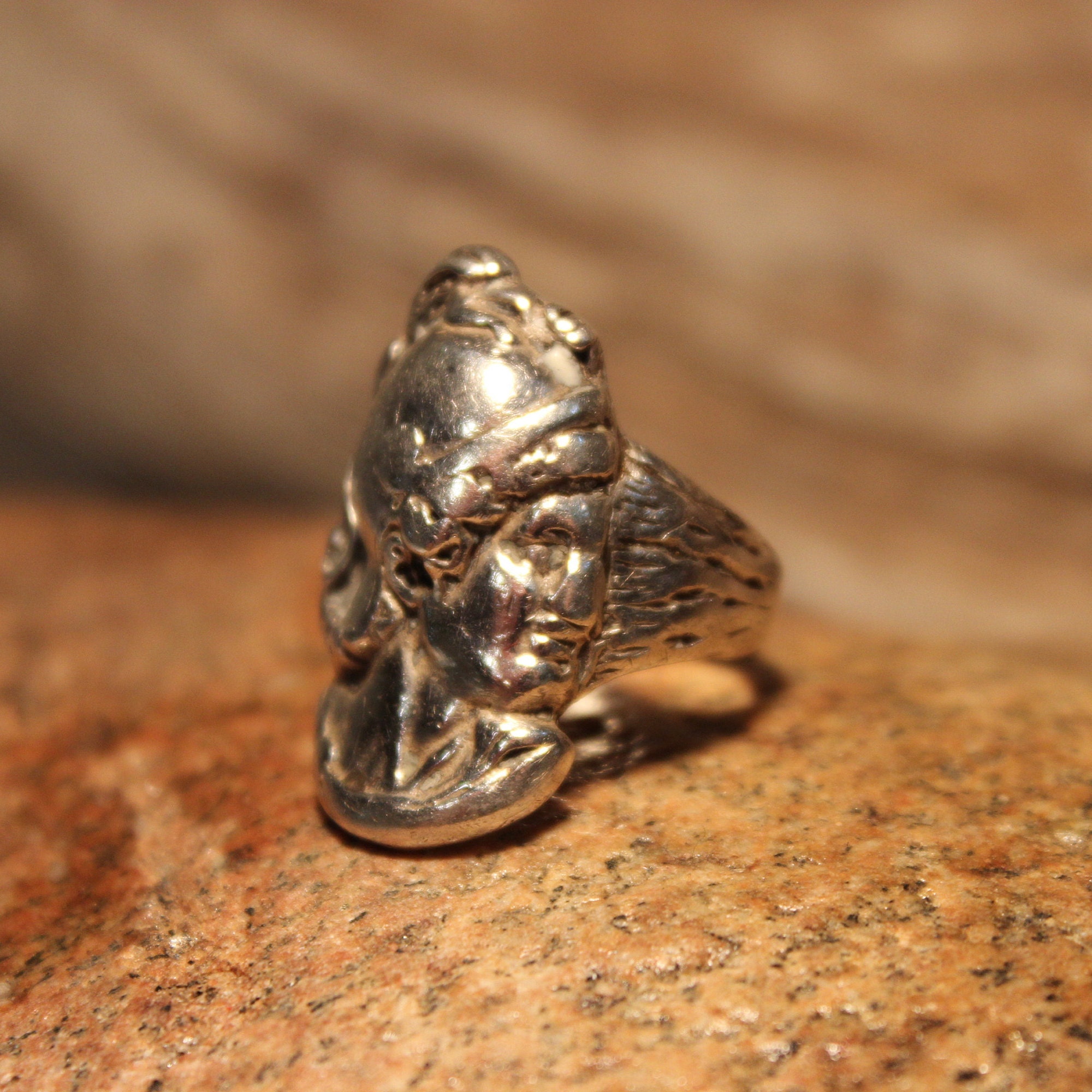 Mens Silver Rings Warrior Soldier Ring Size 10 Vintage Sterling Silver ...