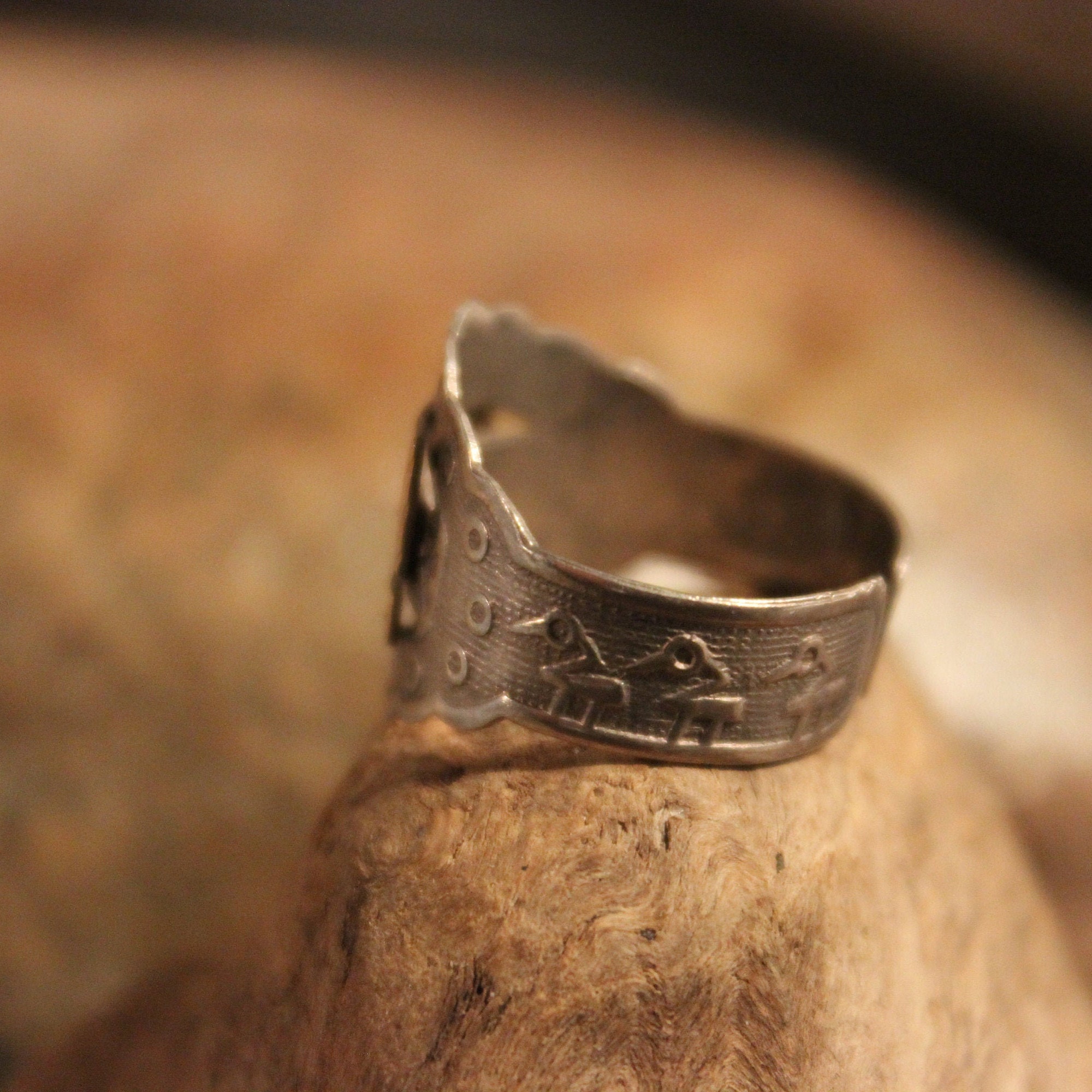 1960 Vintage Peruvian Inca Sterling Silver 18K Gold & Sterling Ring ...