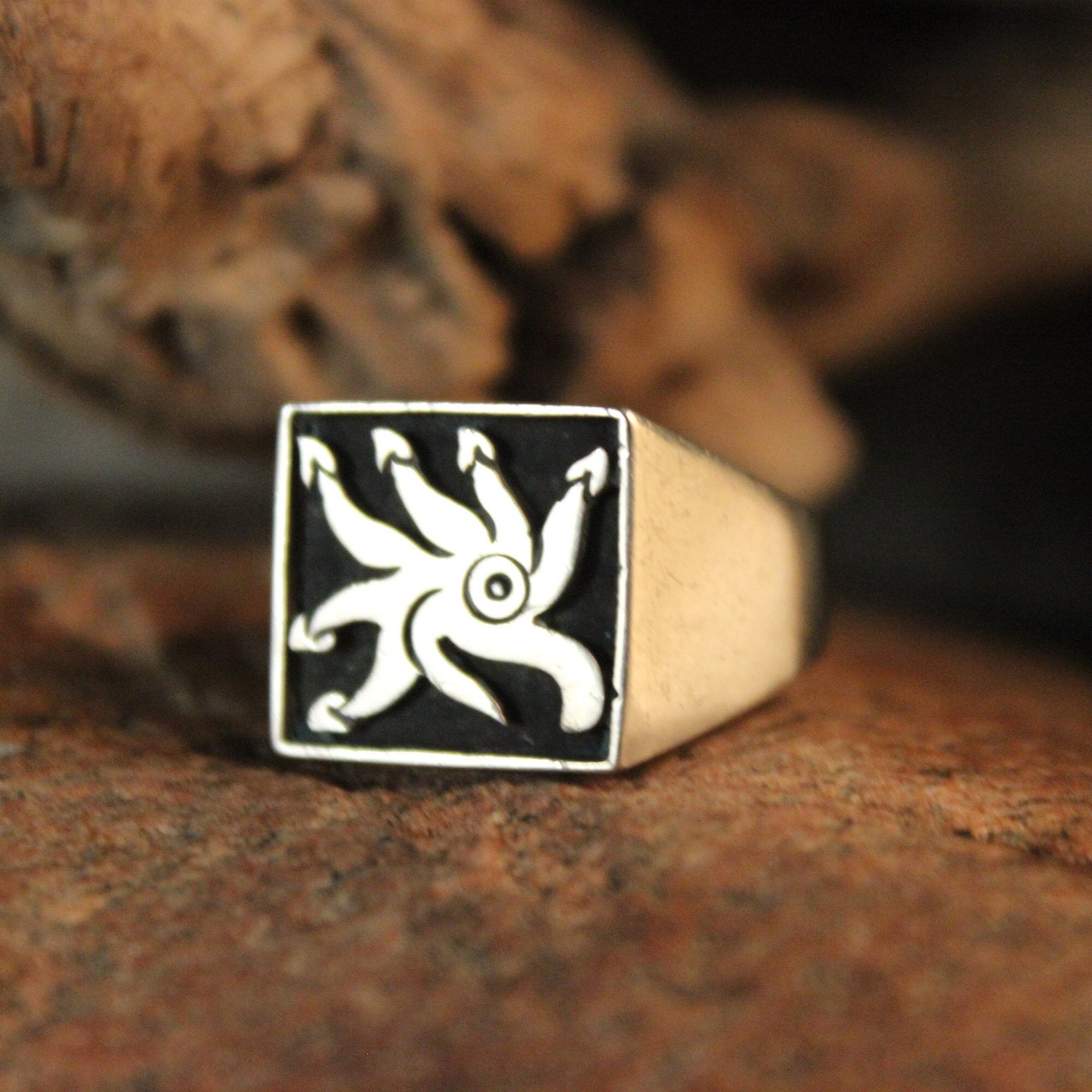Vintage Mexico Shadowbox Ring Size 11 Mexican Mens Silver Rings ...