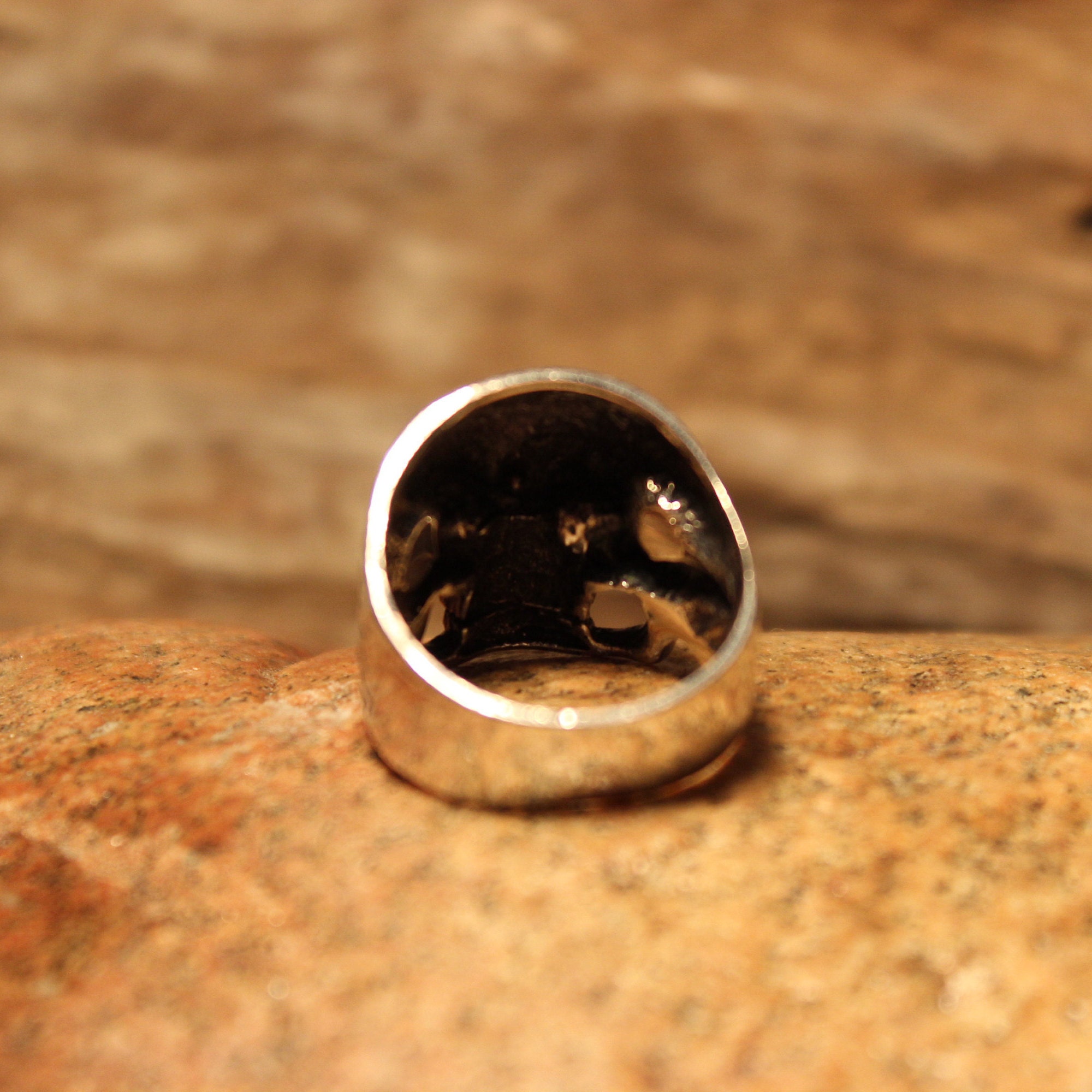 Mens Silver Ring Vintage 925 Mens Biker Skull Ring Heavy 13 Grams Size ...
