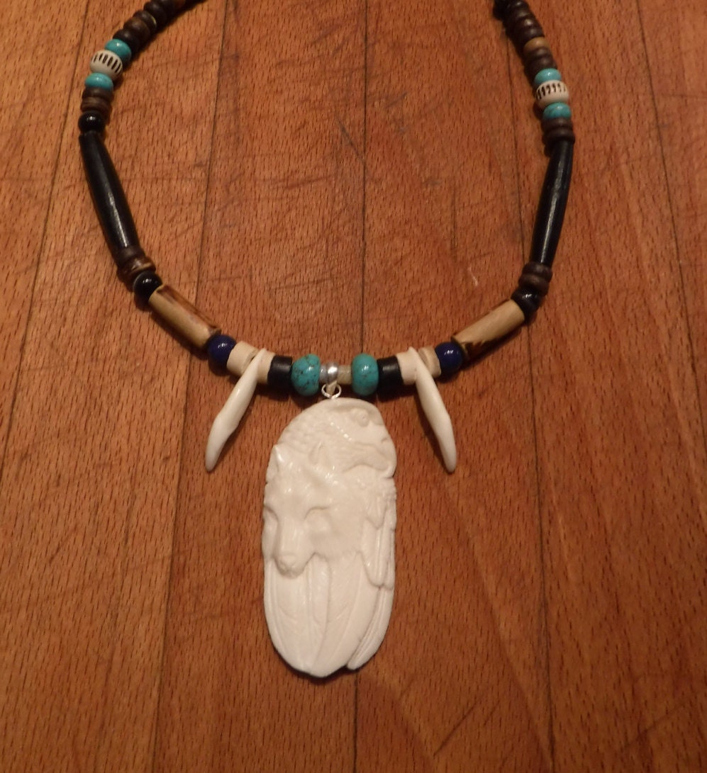 Wolf Tooth Necklace 17 Wolf Eagle Pendant Necklace African Tribal ...