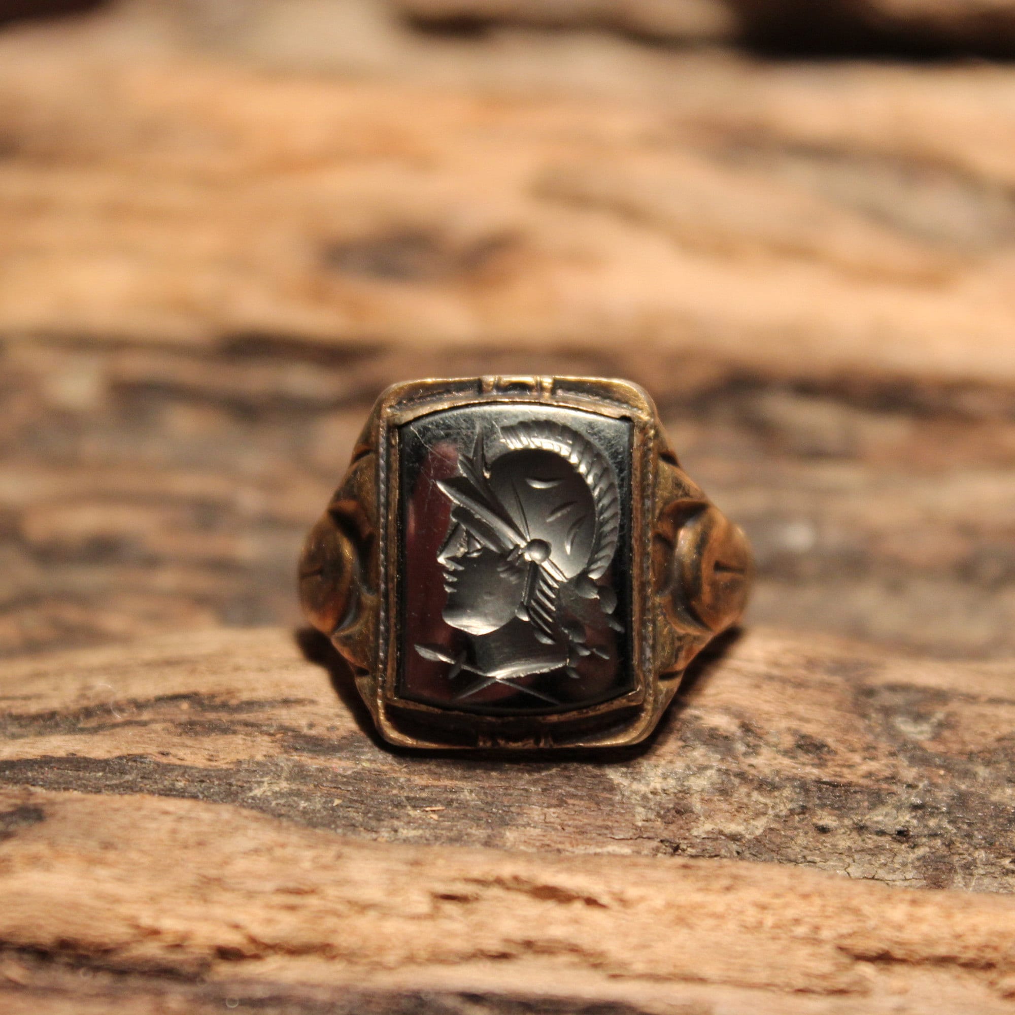 Mens 10K Silver Rings Roman Soldier Ring Size 9 Vintage 10K Gold ...