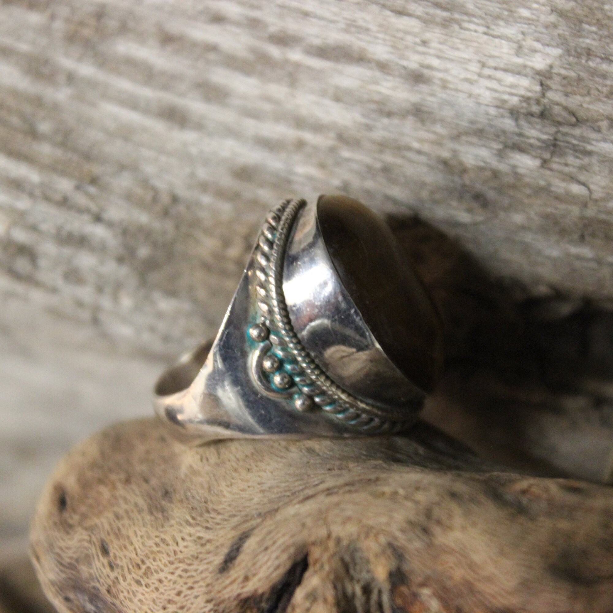 Sterling Mexico Large Tigers Eye Ring Mens Ring Heavy 11 Grams Size 7.5 ...