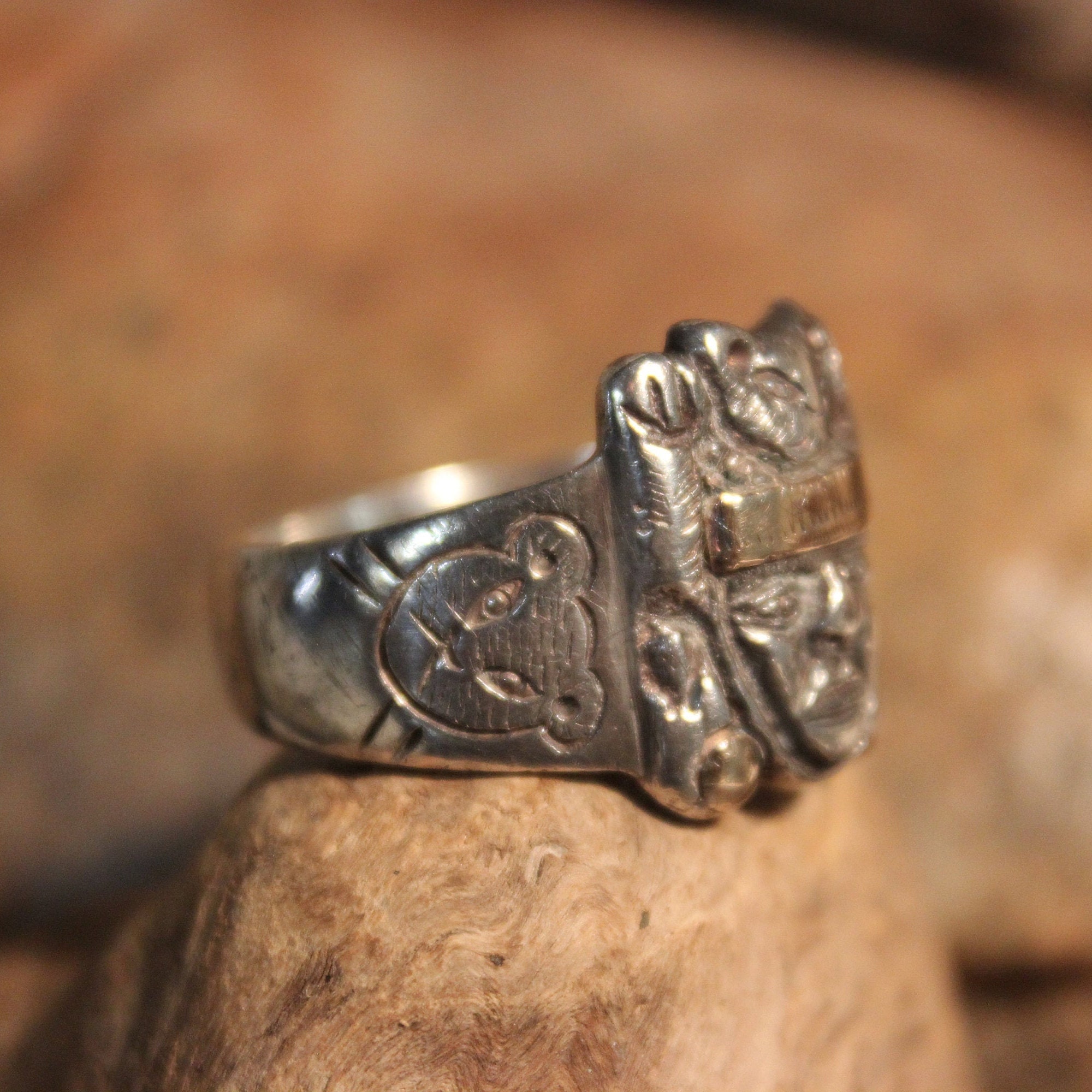 Vintage 1970's Rare Peruvian Sterling Silver 18K Gold Ring Size13 ...