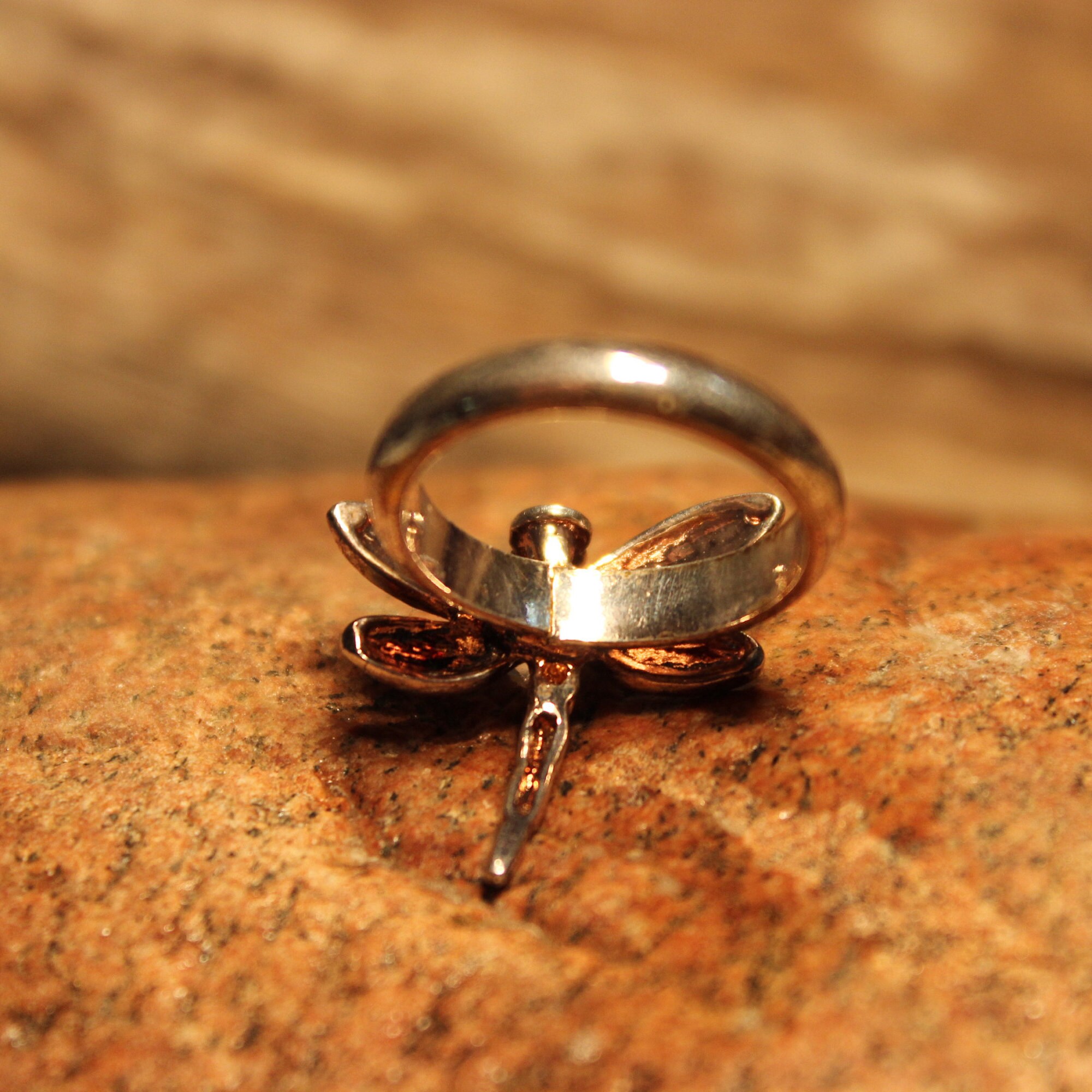 Vintage Dragonfly Ring Sterling Silver Size 8 Ladies Silver Dragonfly ...
