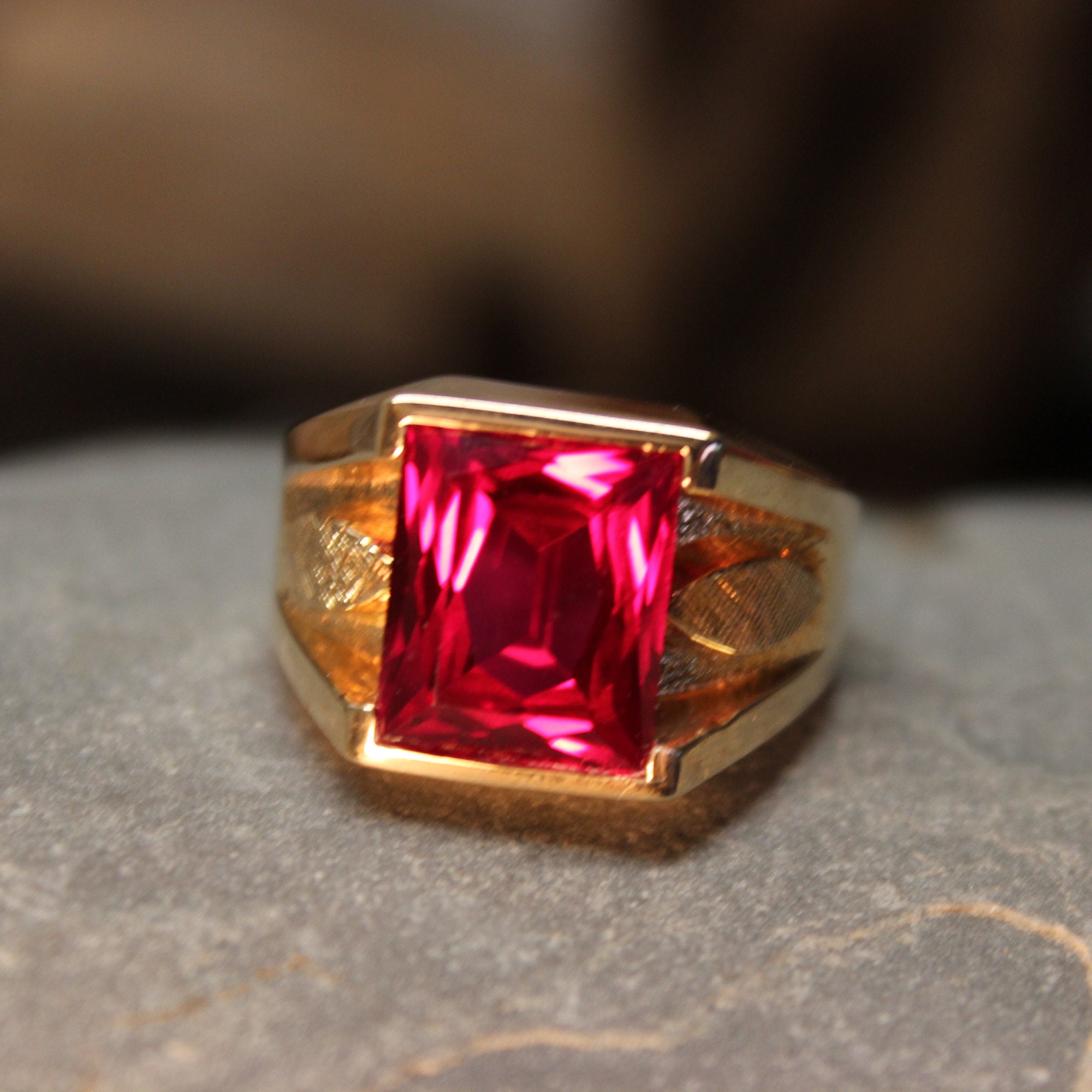 1960's Vintage Mens Ruby Ring 9.4 Grams Size 9 Solid 10K Yellow Gold ...
