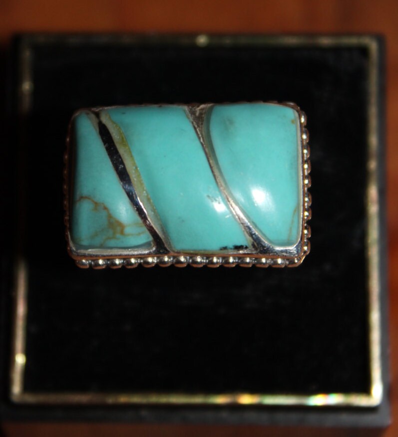 Large Sterling Mexican 925 Ring Native Heavy 9.4 grams Size 8 Unisex ...