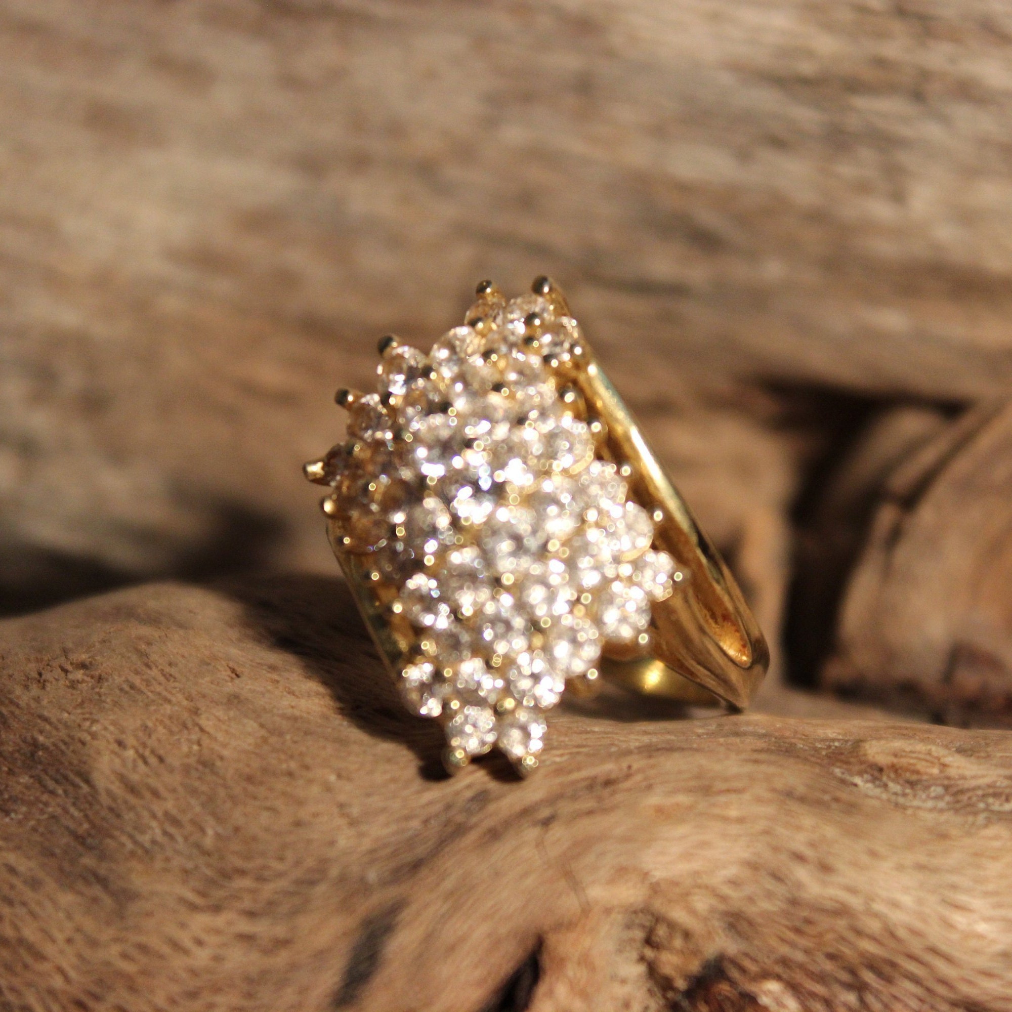 Vintage Ring 6.8 Grams Large Cubic Zirconia Cluster Ring Size 7 ...
