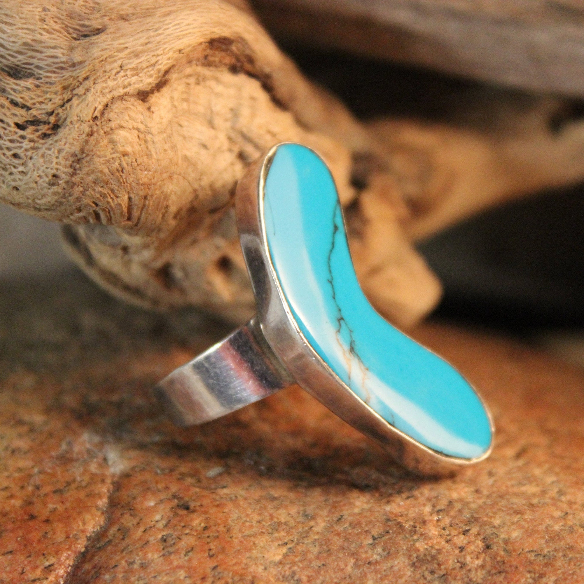 Sterling Mexico Large Turquoise Vintage Ring 8.7 Grams Size 8 ...