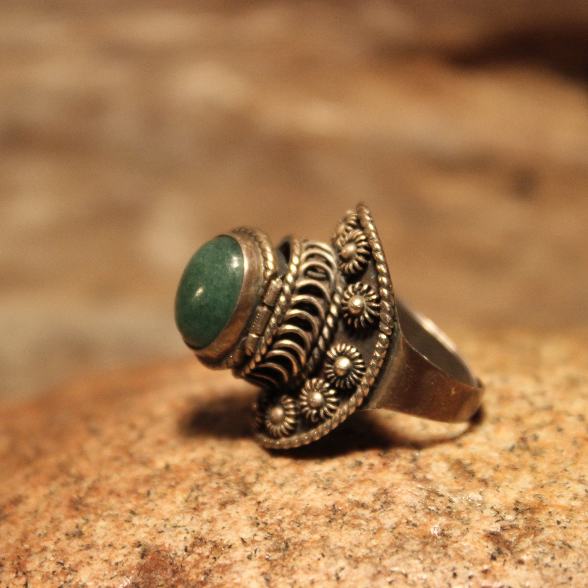 Vintage Silver Poison Ring 10.4 Grams Sterling Silver Poison Ring Size ...