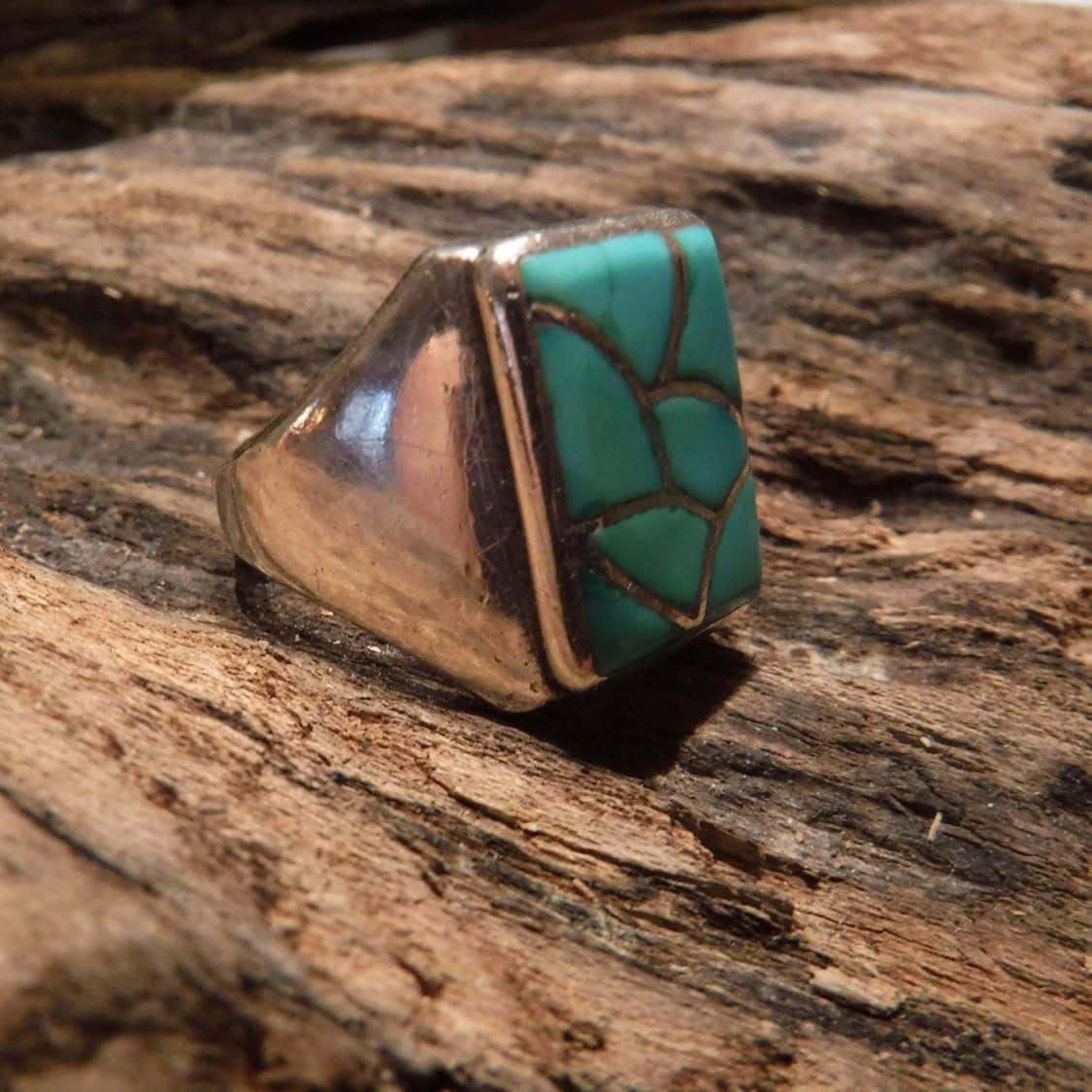 Mens Ring Sterling Silver Navajo Signed ELB Native American 12.9 grams ...