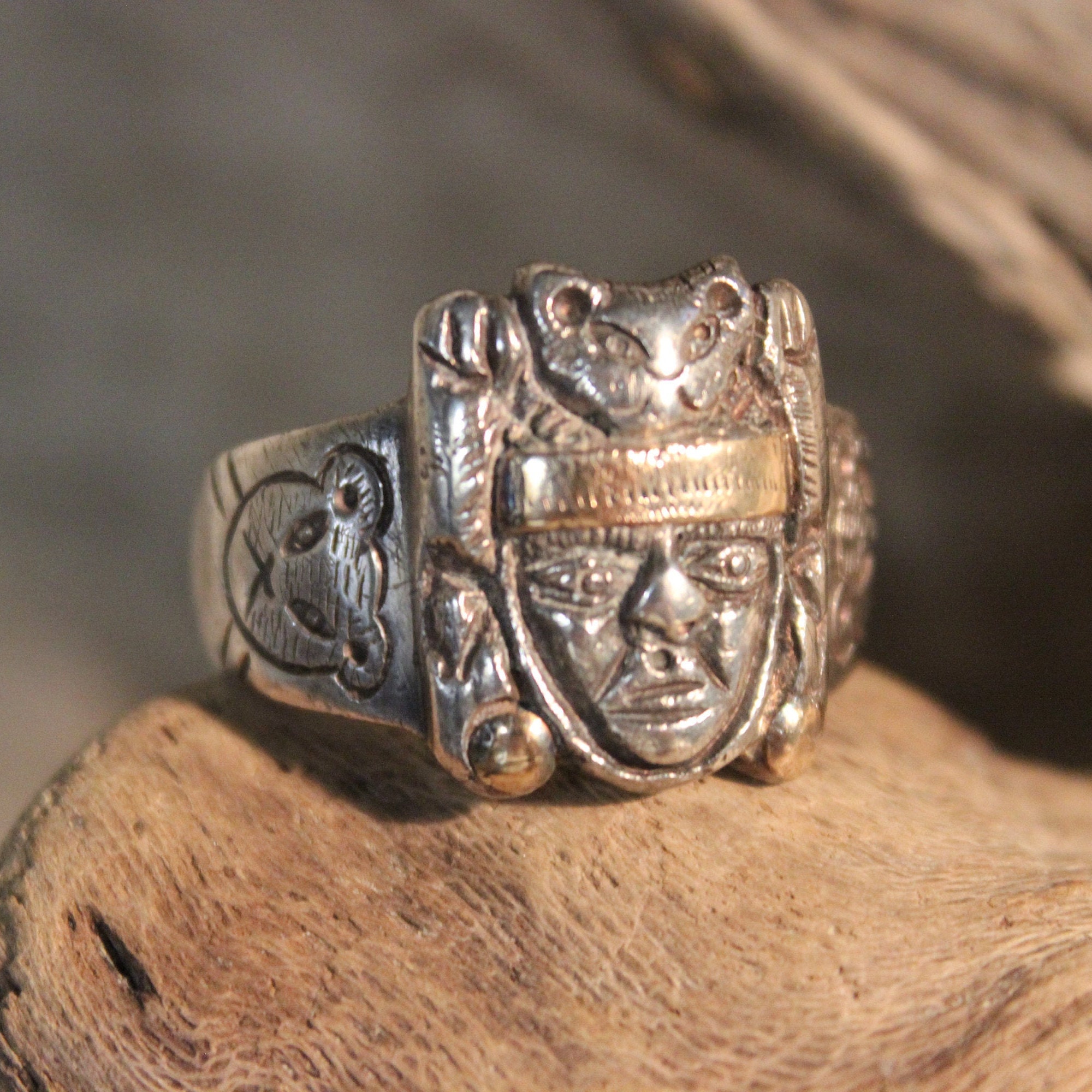 Vintage 1970's Rare Peruvian Sterling Silver 18K Gold Ring Size13 ...