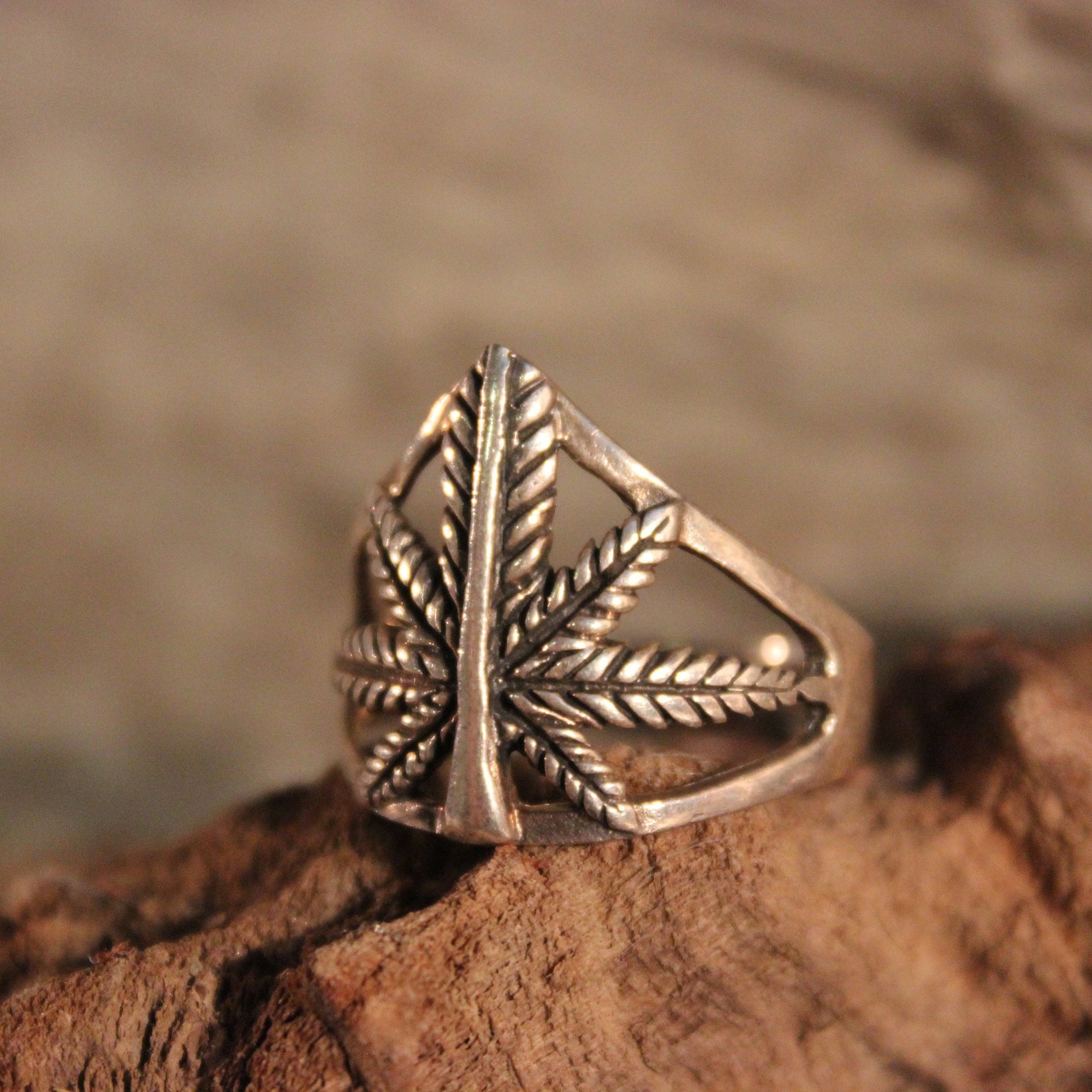 Vintage Large Marijuana leaf Ring Mens Ring Sterling Silver Weed Ring 6 ...