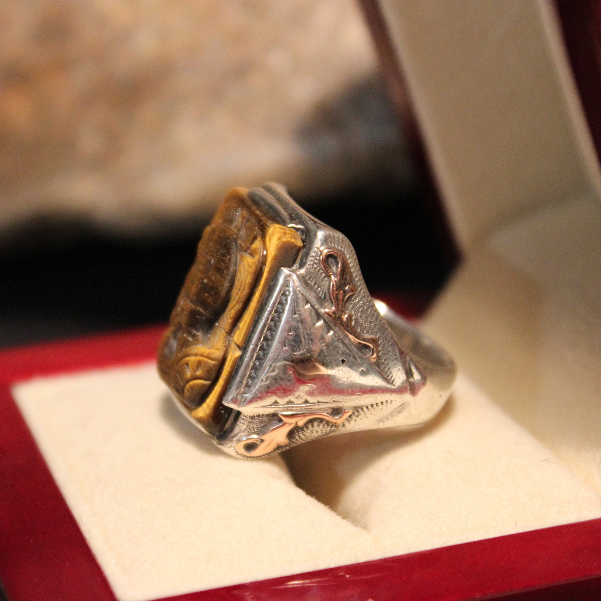 Rare Vintage Mens 10K Gold Sterling Silver Roman Soldier Ring 16 Grams ...