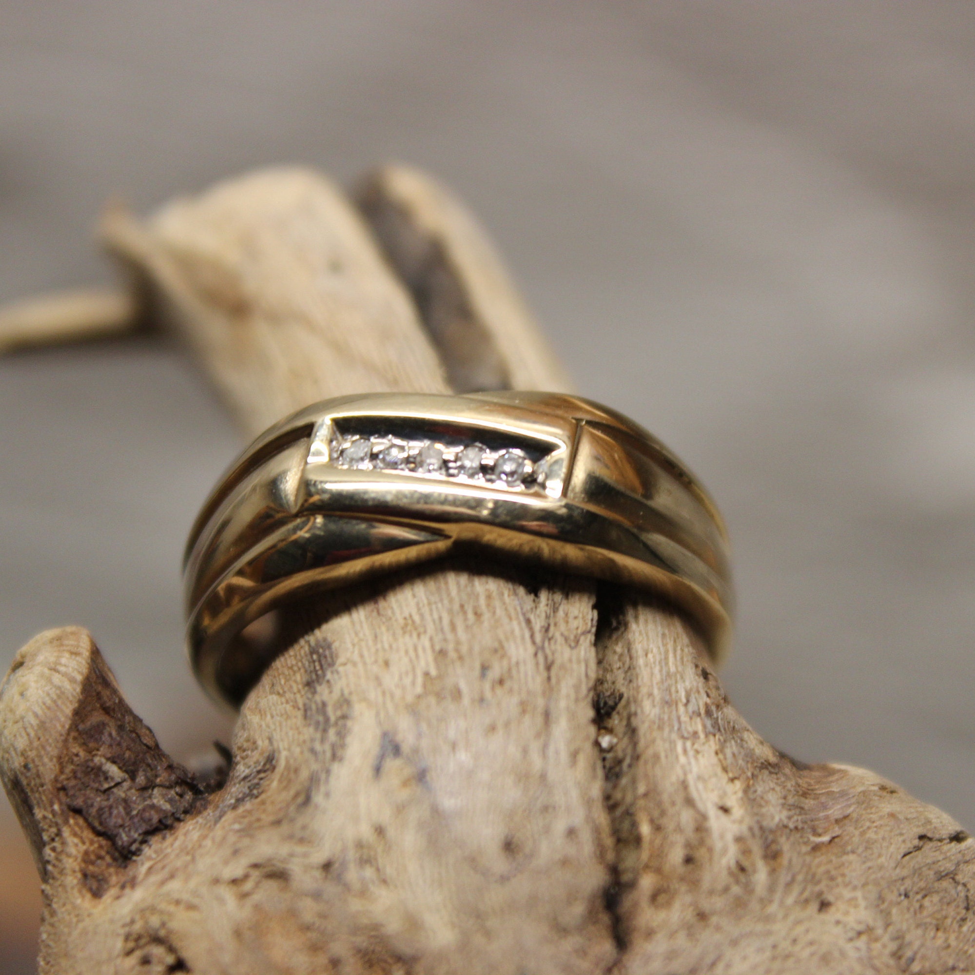 1980's Vintage Mens Vintage Diamond Ring 10K Yellow Gold Ring 5 ... 1980's Vintage Mens Vintage Diamond Ring 10K Yellow Gold Ring 5 ...