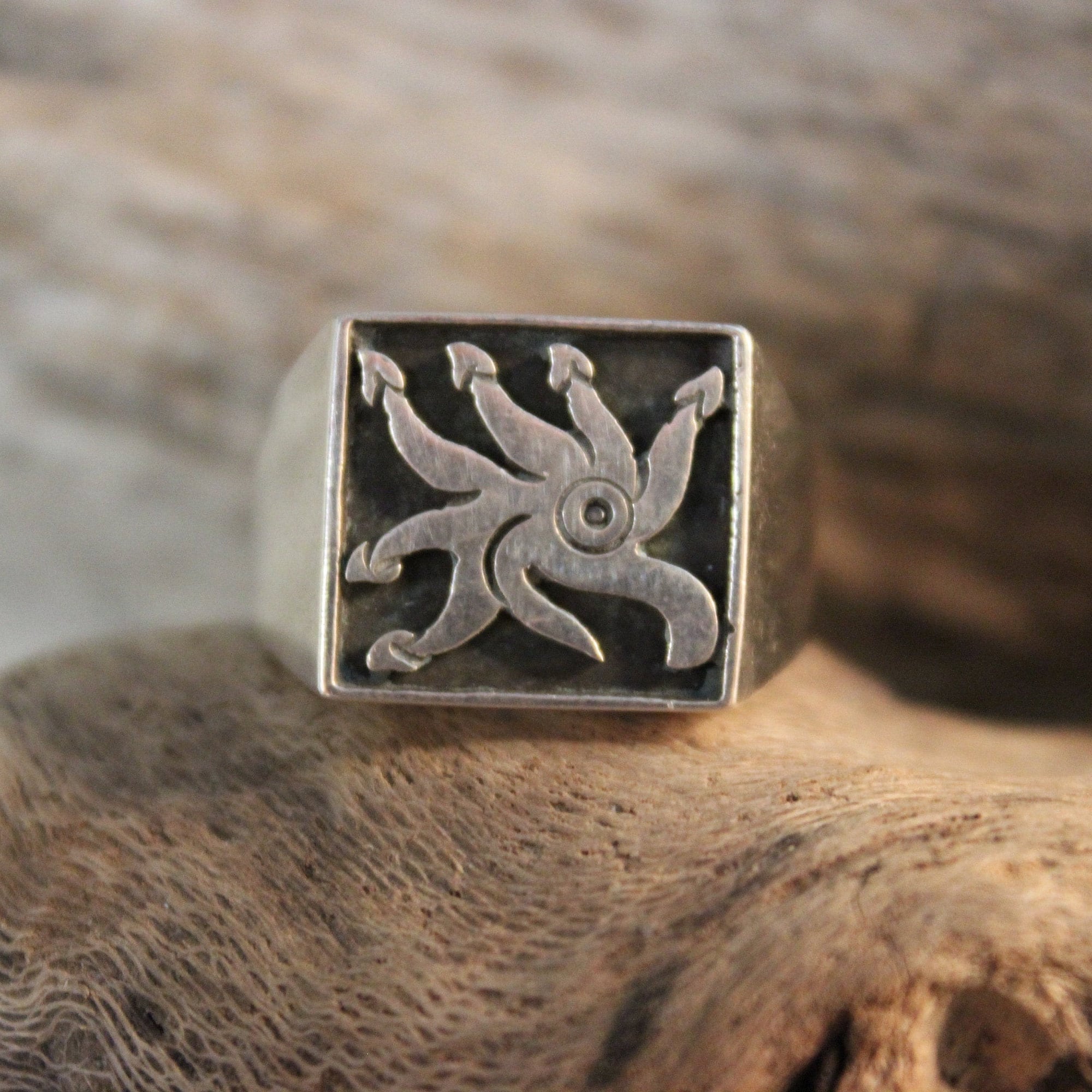 Vintage Mexico Shadowbox Ring Size 11 Mexican Mens Silver Rings ...