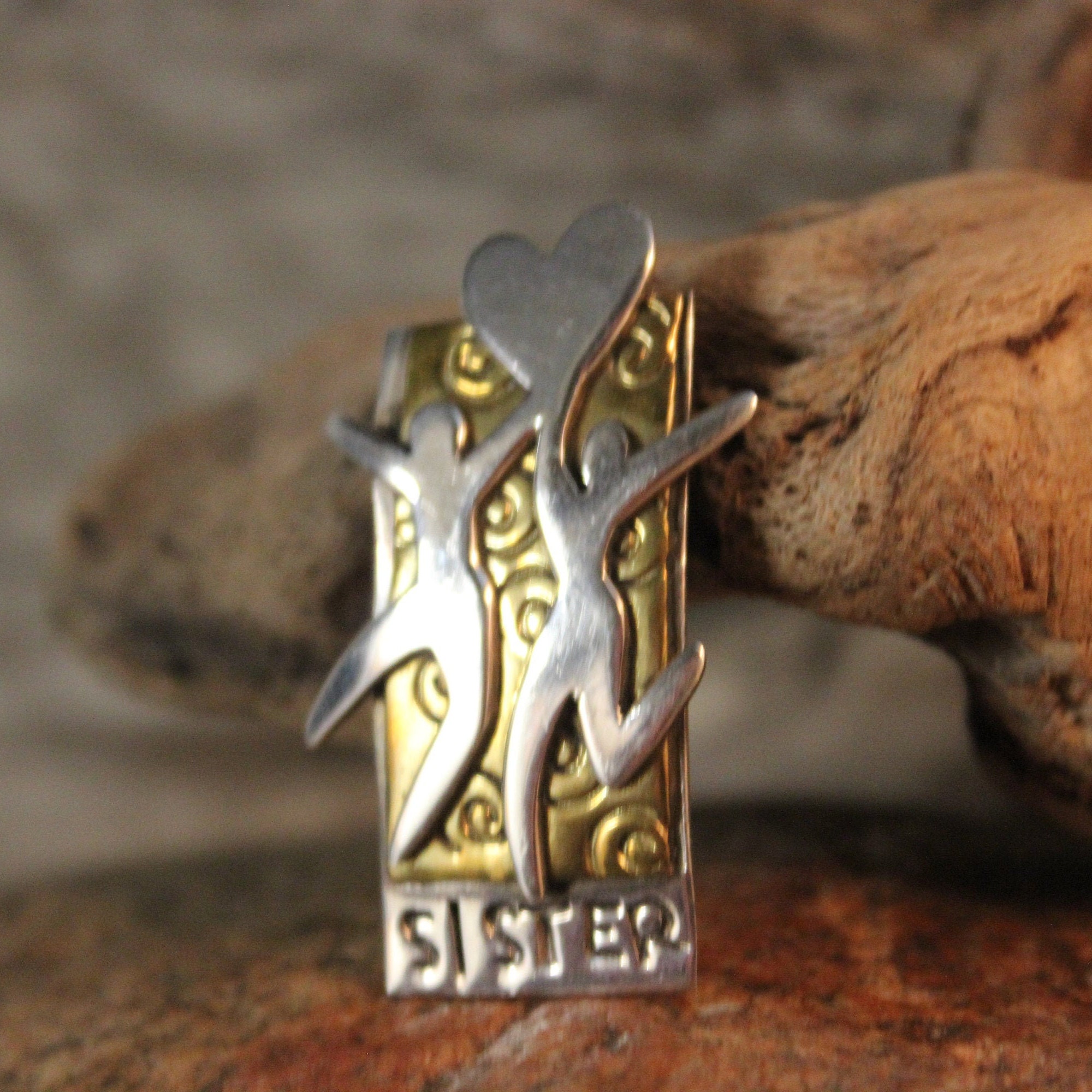 Large Sterling Silver Sisters Sterling Silver Pin 12.9 grams Mexico Far ...