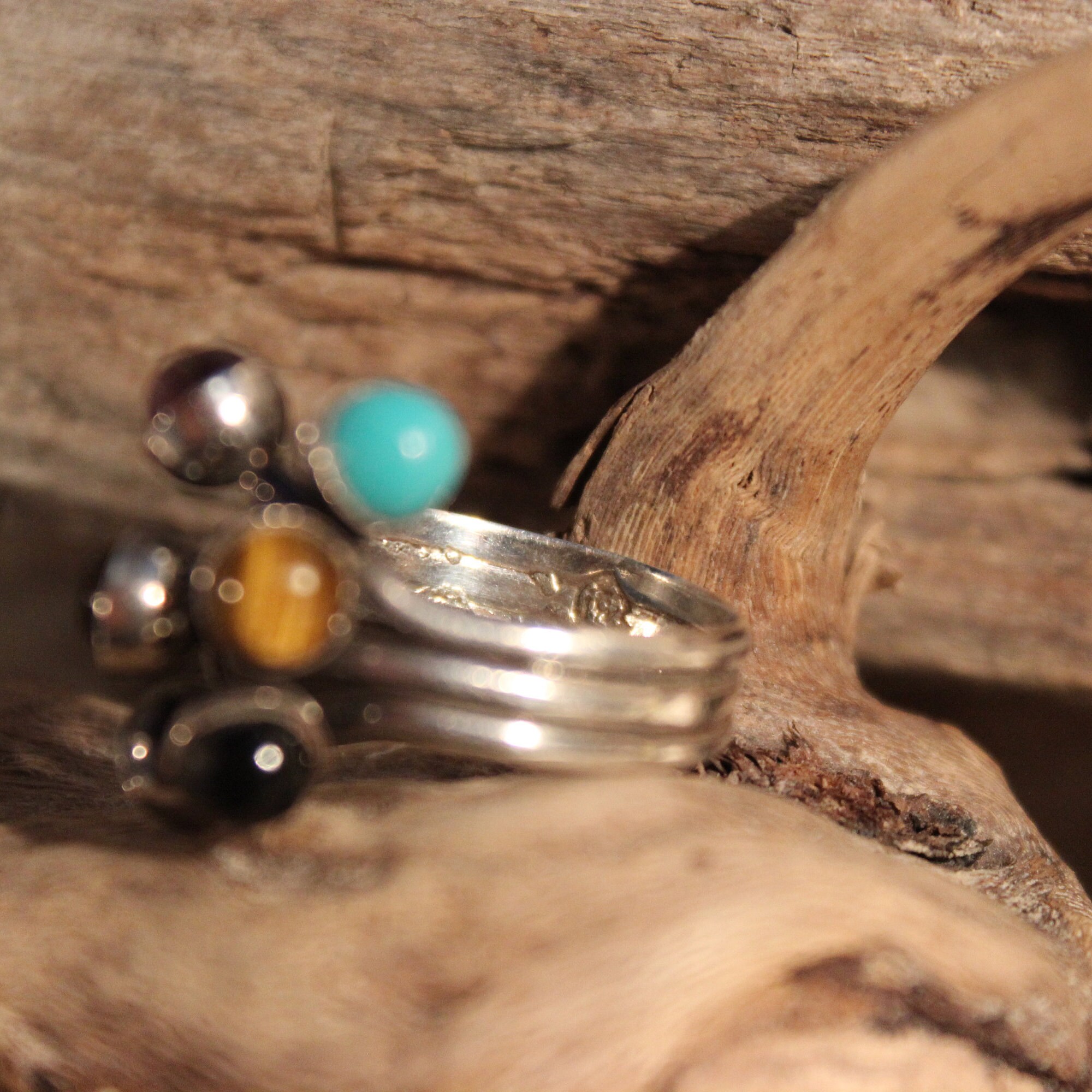 Sterling Mexico Large Multi Inlay Stone Silver Ring 4.3 Grams Size 8.5 ...