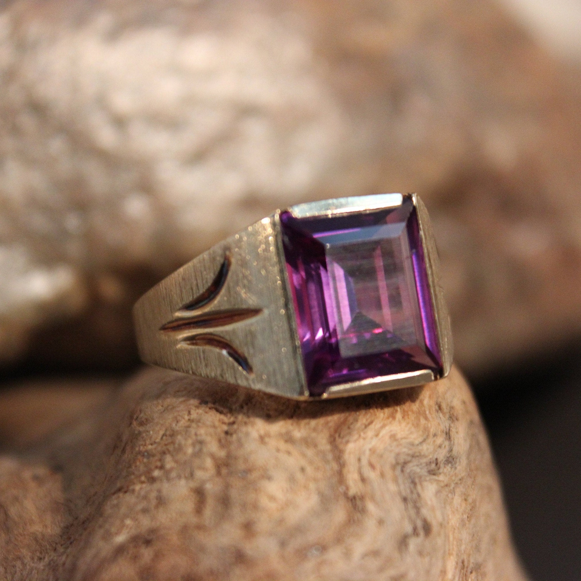 Rare Mens Large Alexandrite Ring 10K Solid Gold Mens Ring 5.2 Grams ...