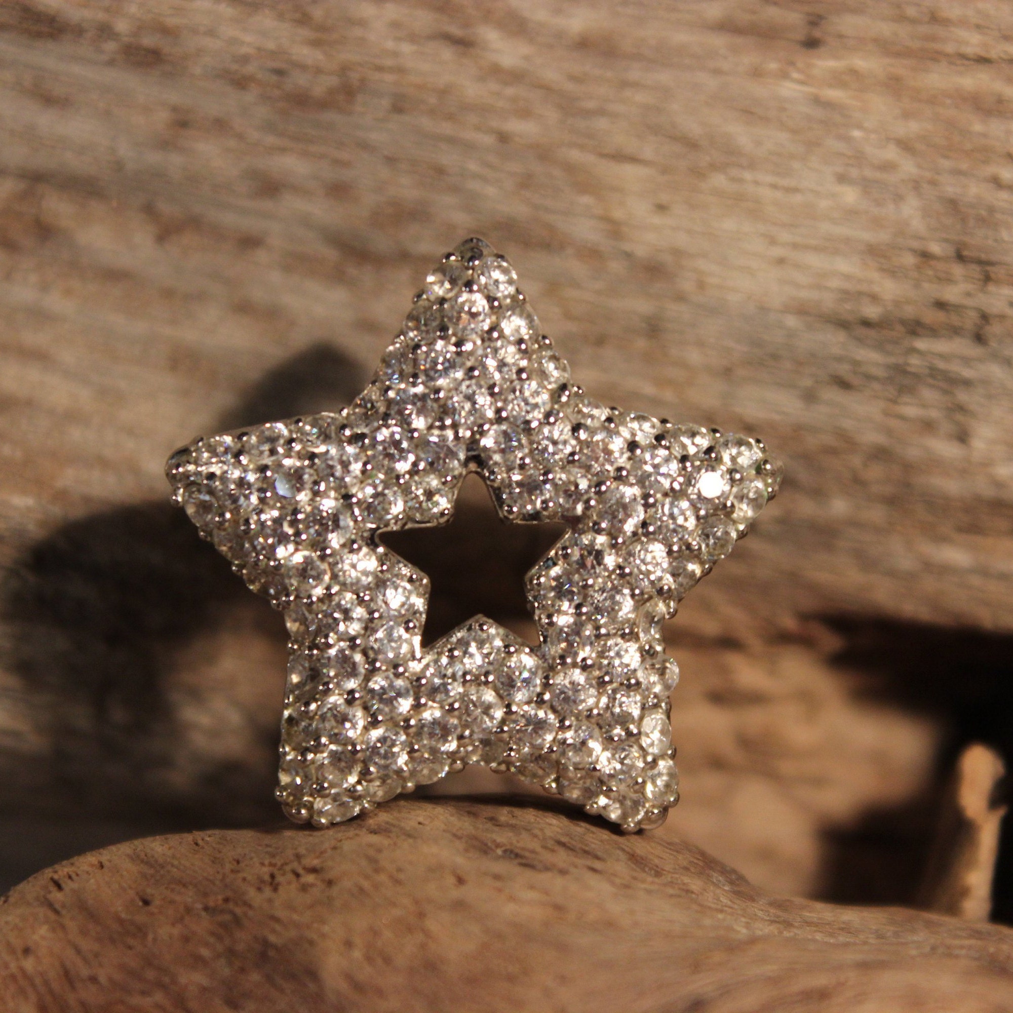 Vintage Large Sterling Silver Star Pendant Crystal Star Pendant 9.4 ...