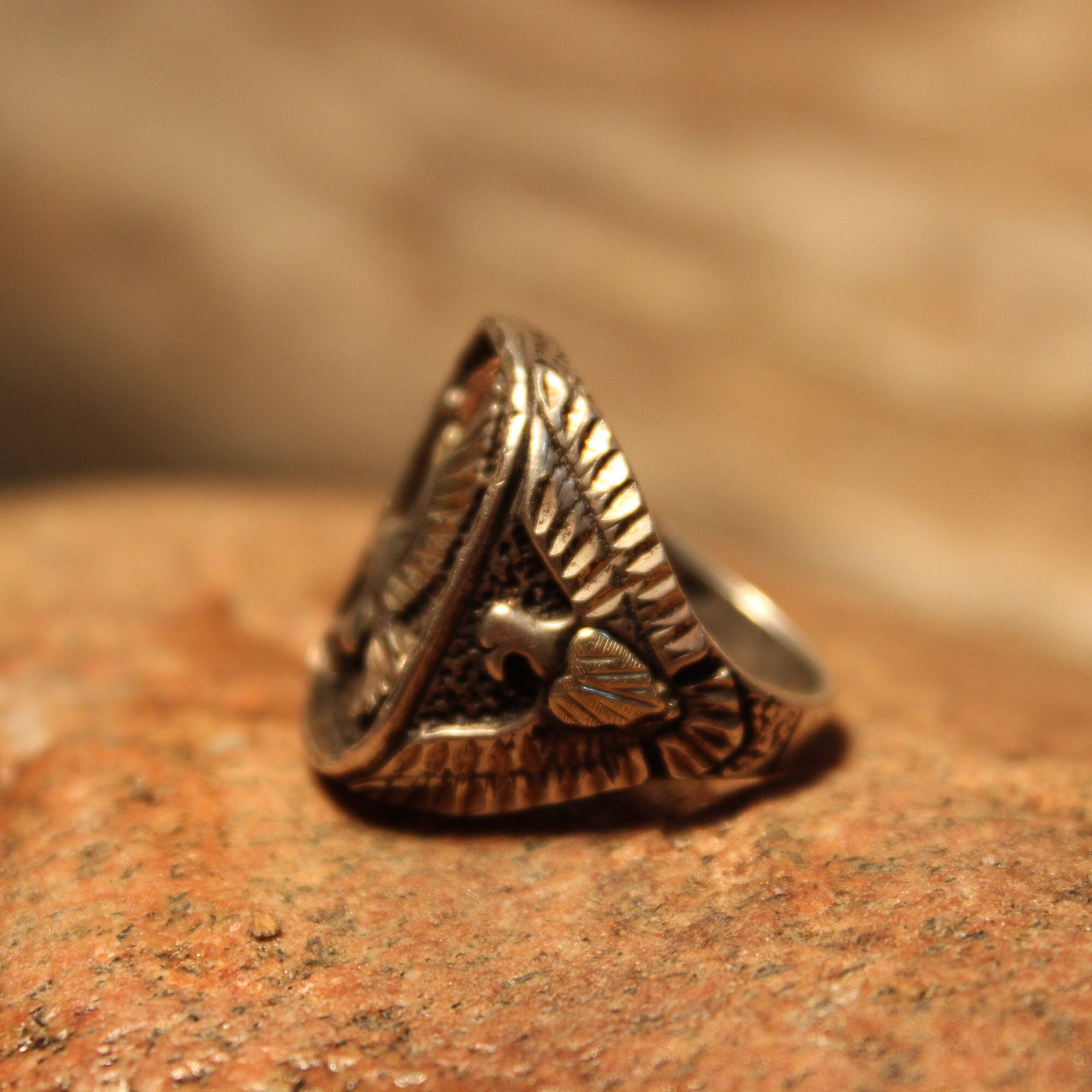 Vintage Black Hills Sterling Silver 12K Gold Eagle Ring Size 8 Mens ...