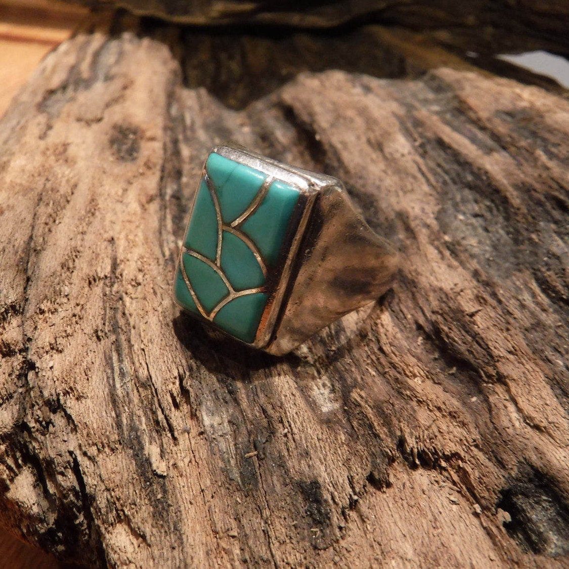 Mens Ring Sterling Silver Navajo Signed ELB Native American 12.9 grams ...
