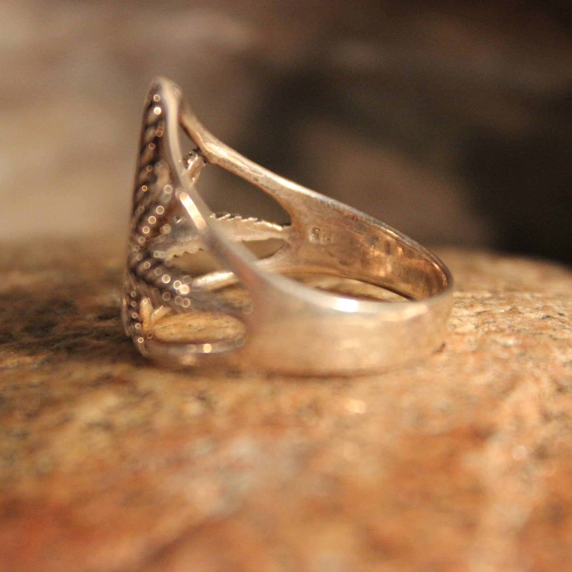 Vintage Large Marijuana leaf Ring Mens Ring Sterling Silver Weed Ring 6 ...