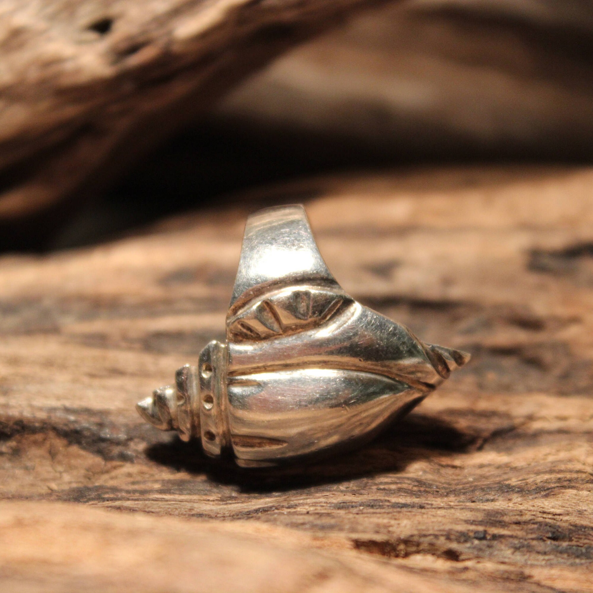 Large Vintage Shell Ring Mexico Sterling Silver Womans Ring 14.6 Grams ...