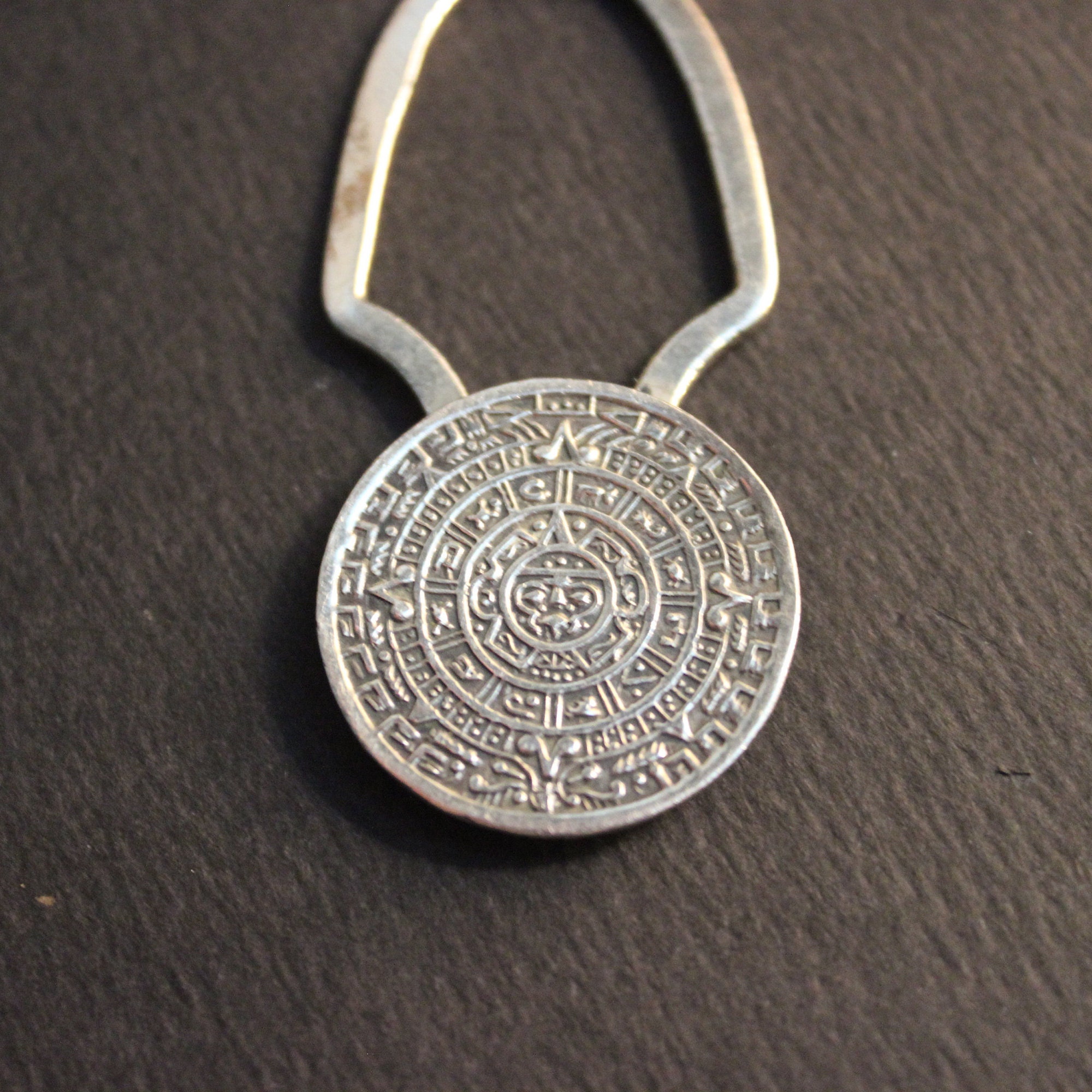 Vintage Sterling Silver Mexico Key Ring Mayan Calendar Key Ring 11.7 ...